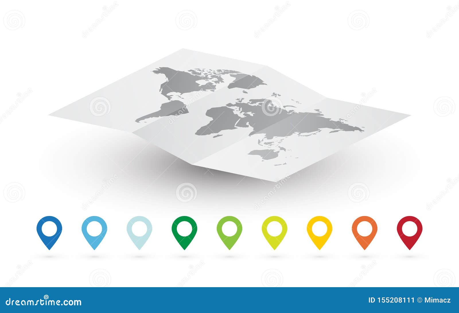 Empty Vector World Map Abstract Travel Concept and Color Pins Stock ...