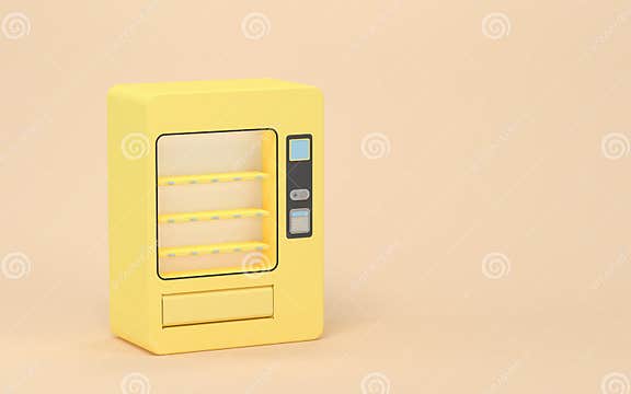 Empty Vending Machine with Yellow Background, 3d Rendering Stock ...