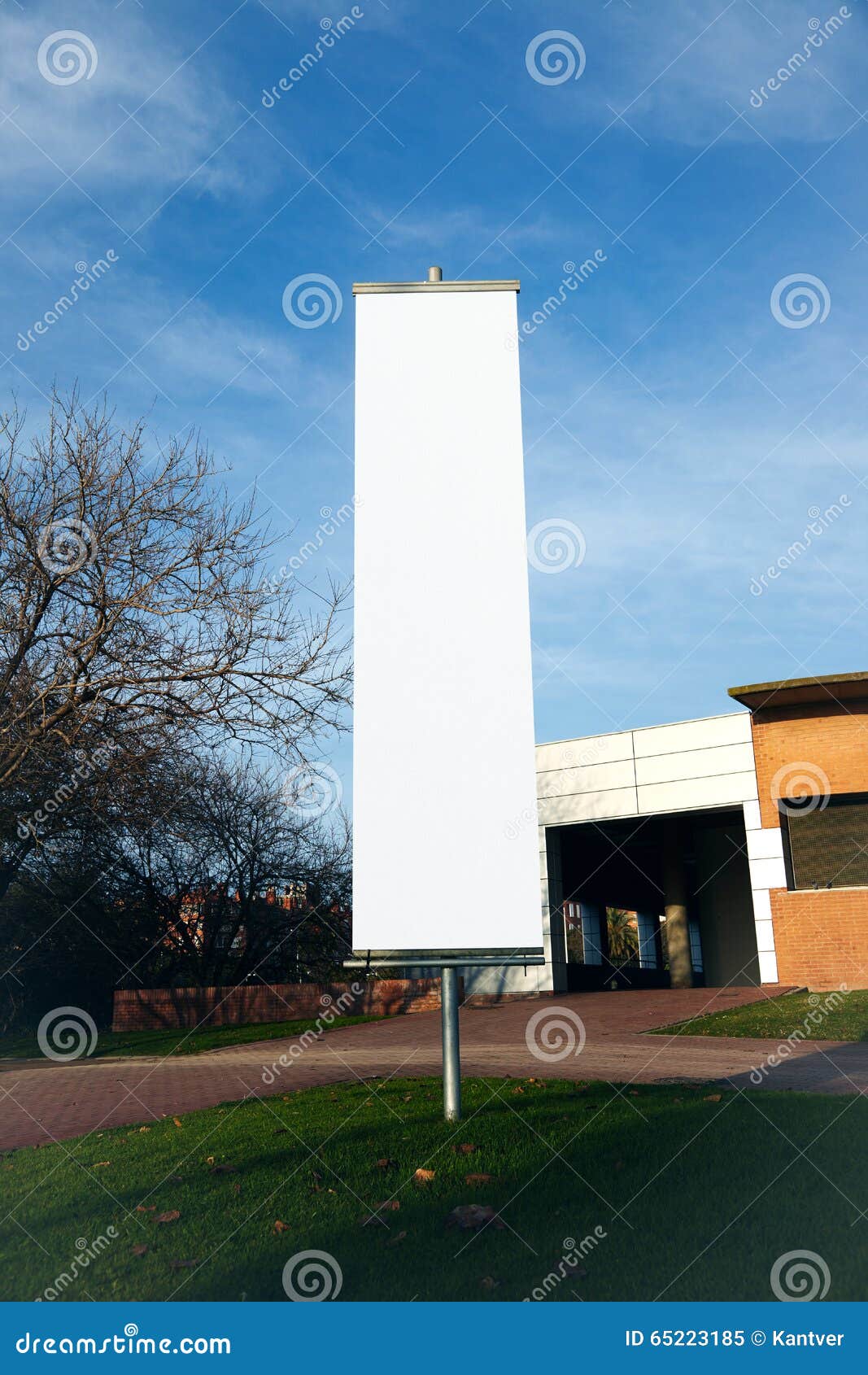 Empty Vertical Banner on the City Park. Vertical Stock Image - Image of ...