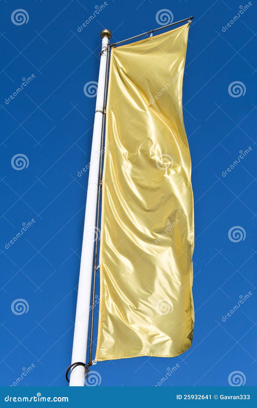 Empty Vertical Banner Golden Flag Stock Image - Image of message, blue ...