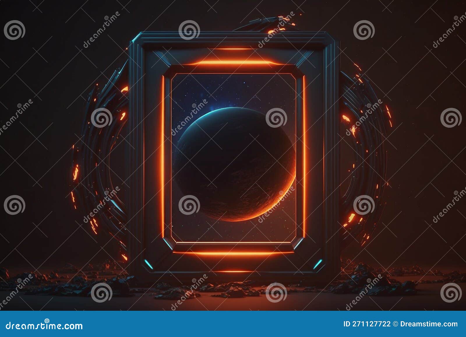 Empty Vertical Sci-fi Frame on Background Space Galaxy Generative AI ...