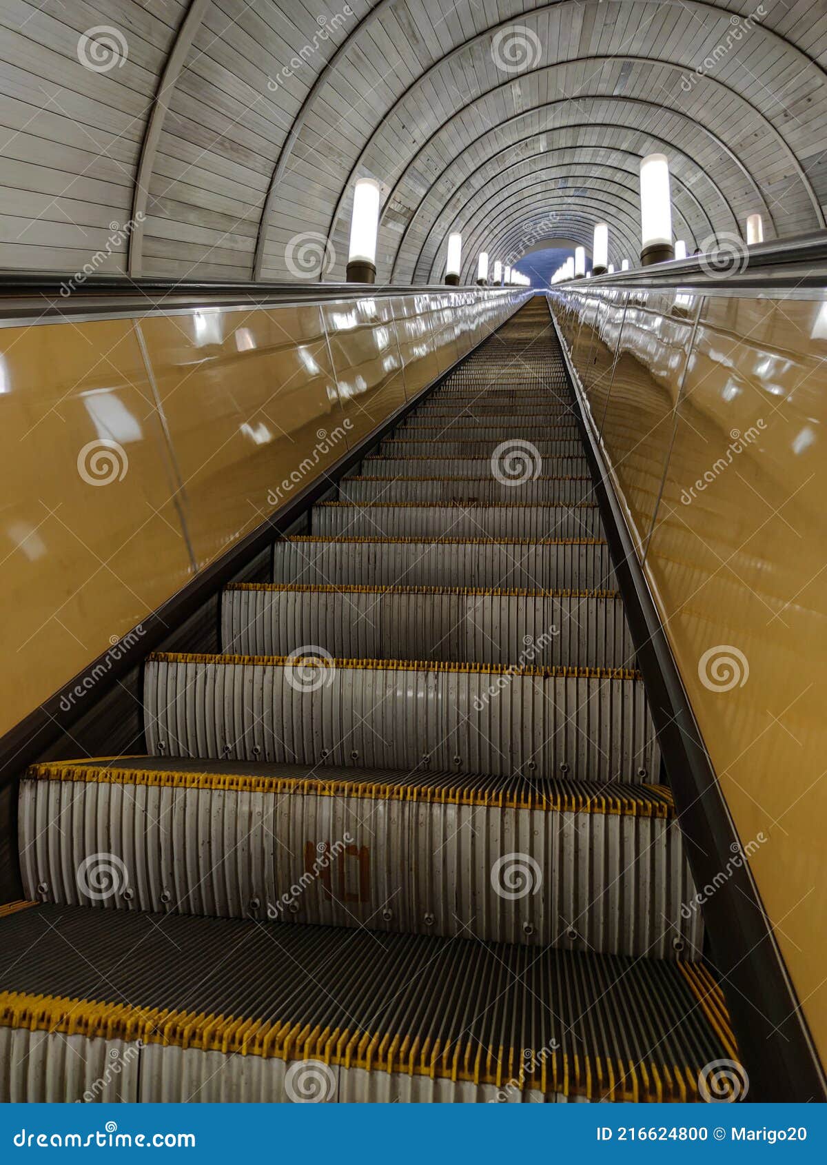 An Empty and Very Long Escalator. Stock Photo - Image of train ...