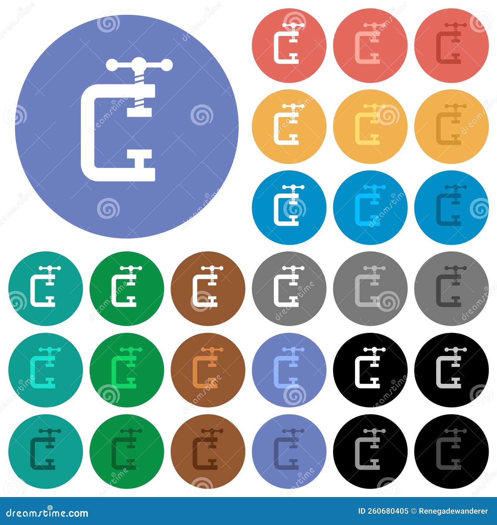 Empty Vice Clamp Solid Round Flat Multi Colored Icons Stock Vector ...