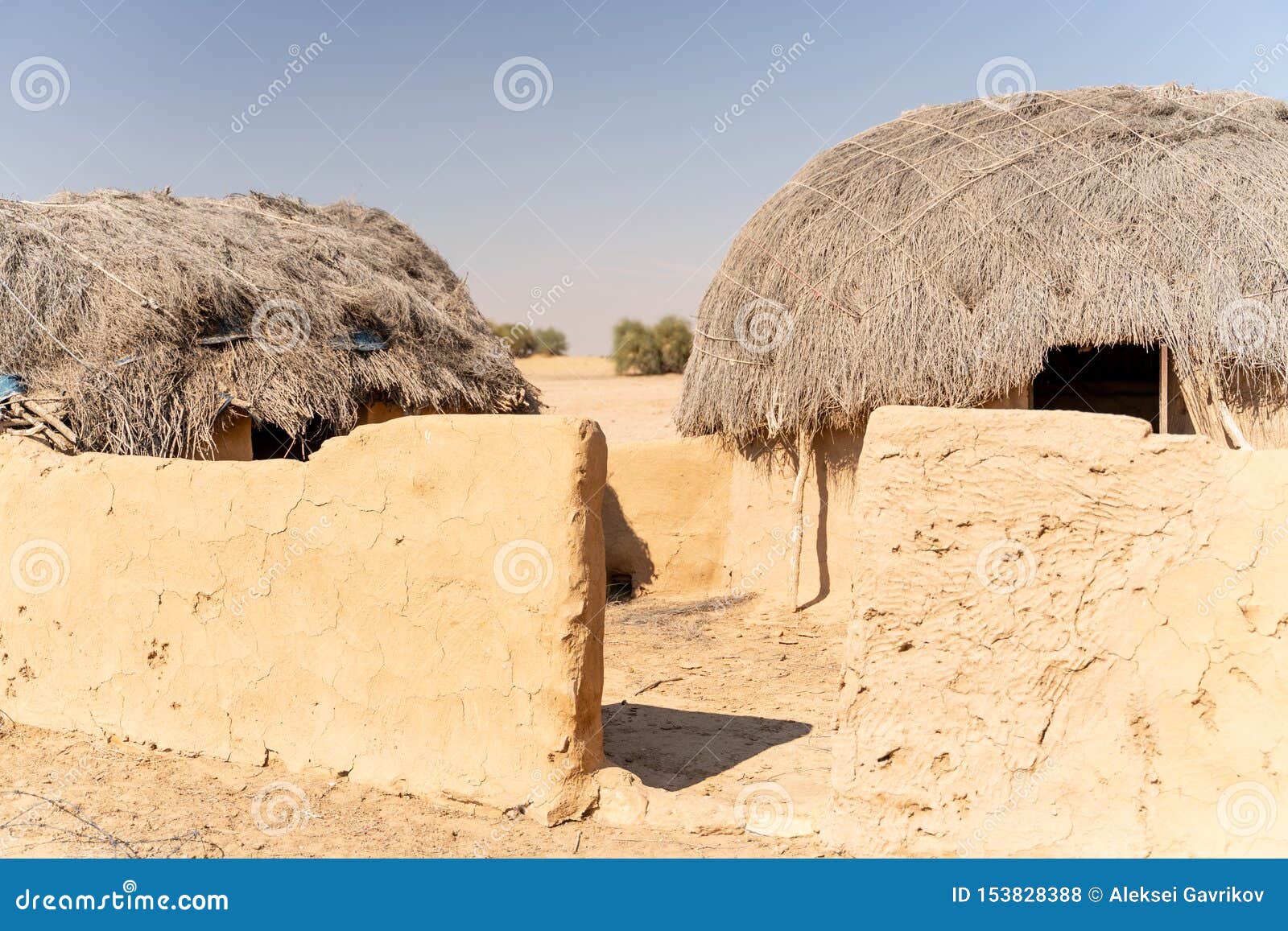 The Empty Village in Indian Desert Stock Photo - Image of forest ...
