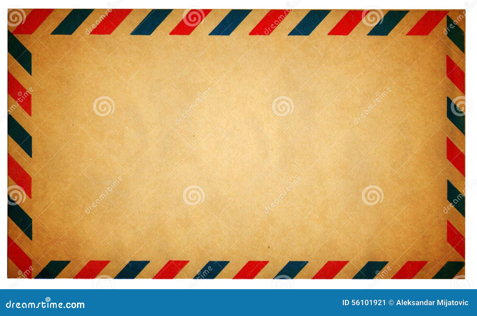 Empty Vintage Air Mail Envelope Isolated on White Stock Image - Image ...