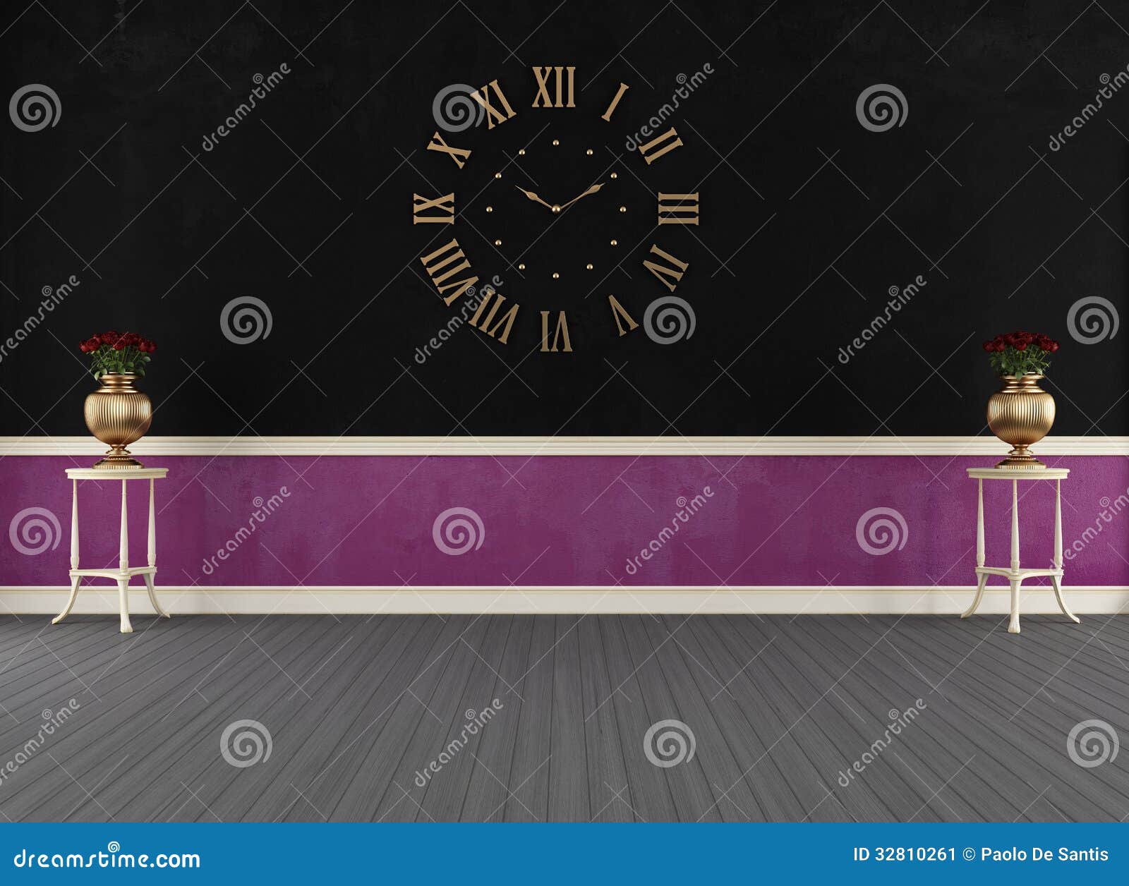 Purple Room Interior Design With Cozy Couches Stock Photo ...