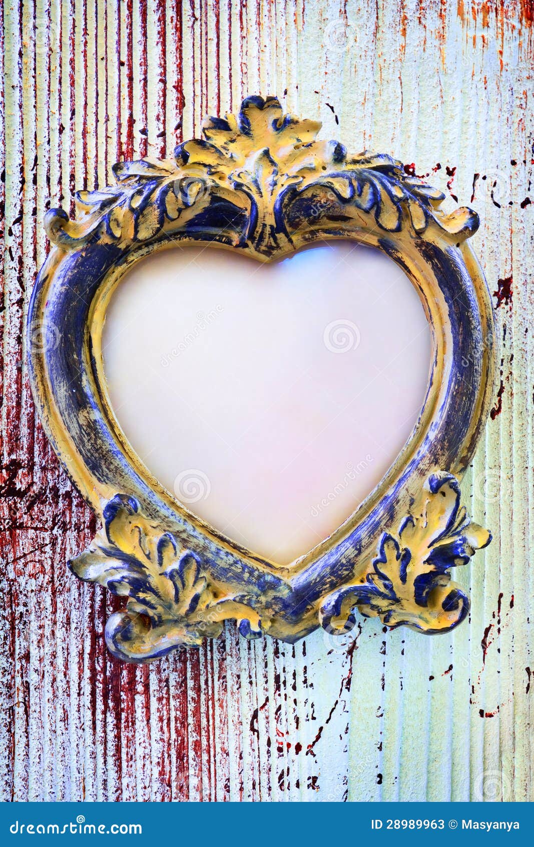Empty Vintage Frame in Form of a Heart Stock Image - Image of light ...