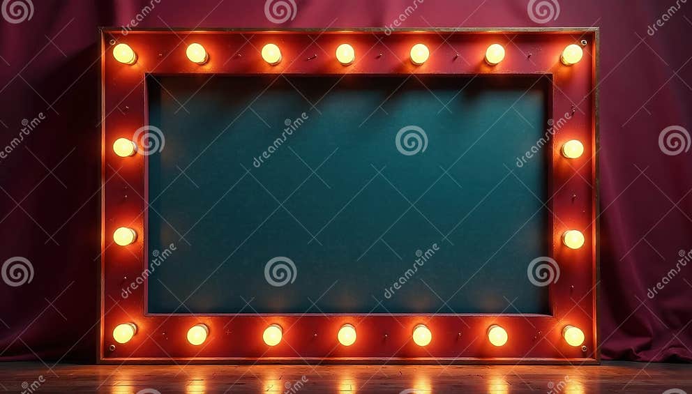 Empty Vintage Marquee Sign Frame, Glowing Bulbs , Rusty, Vintage Sign ...