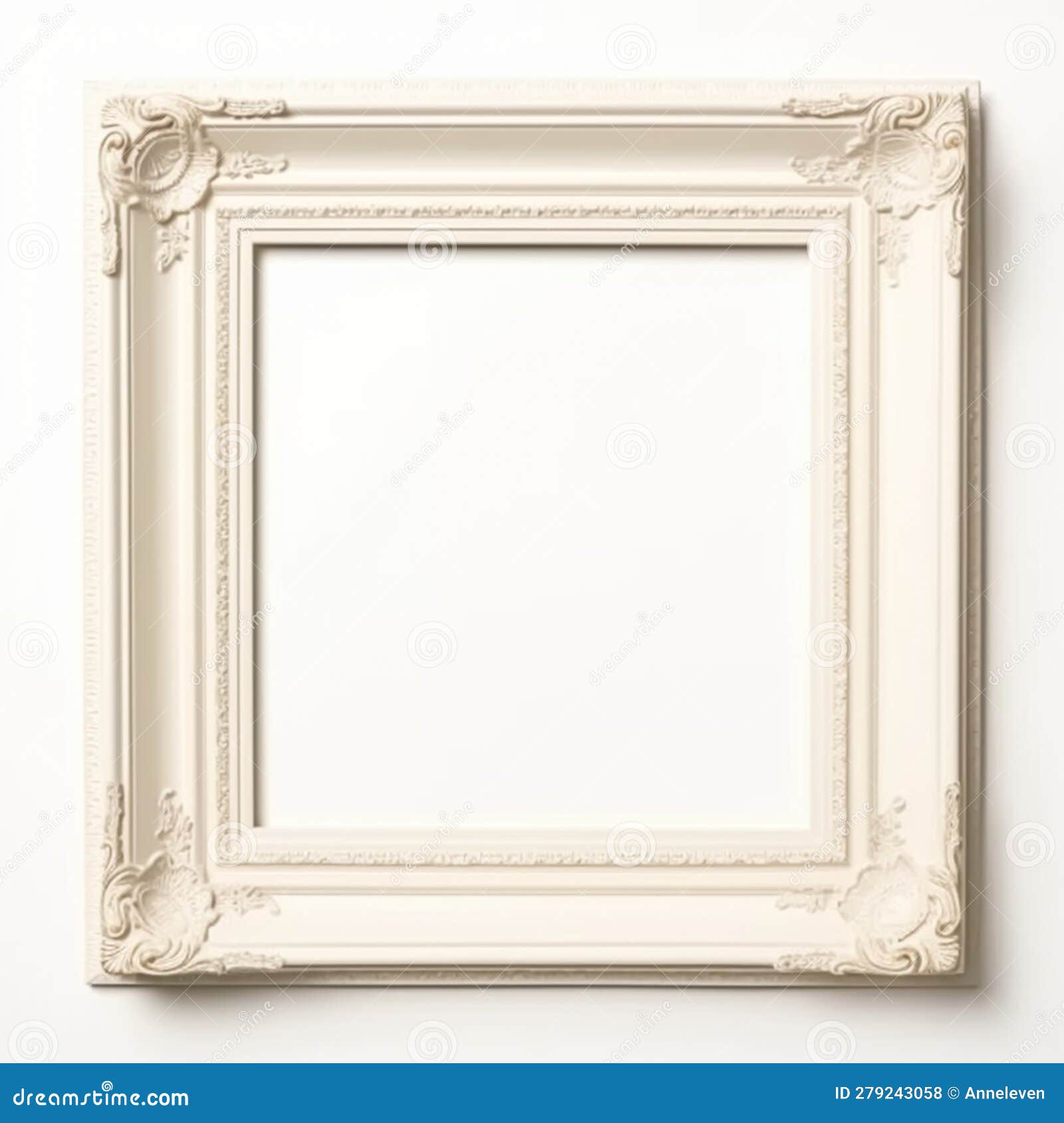 Empty Vintage White Wood Square Frame Isolated on White Background for ...