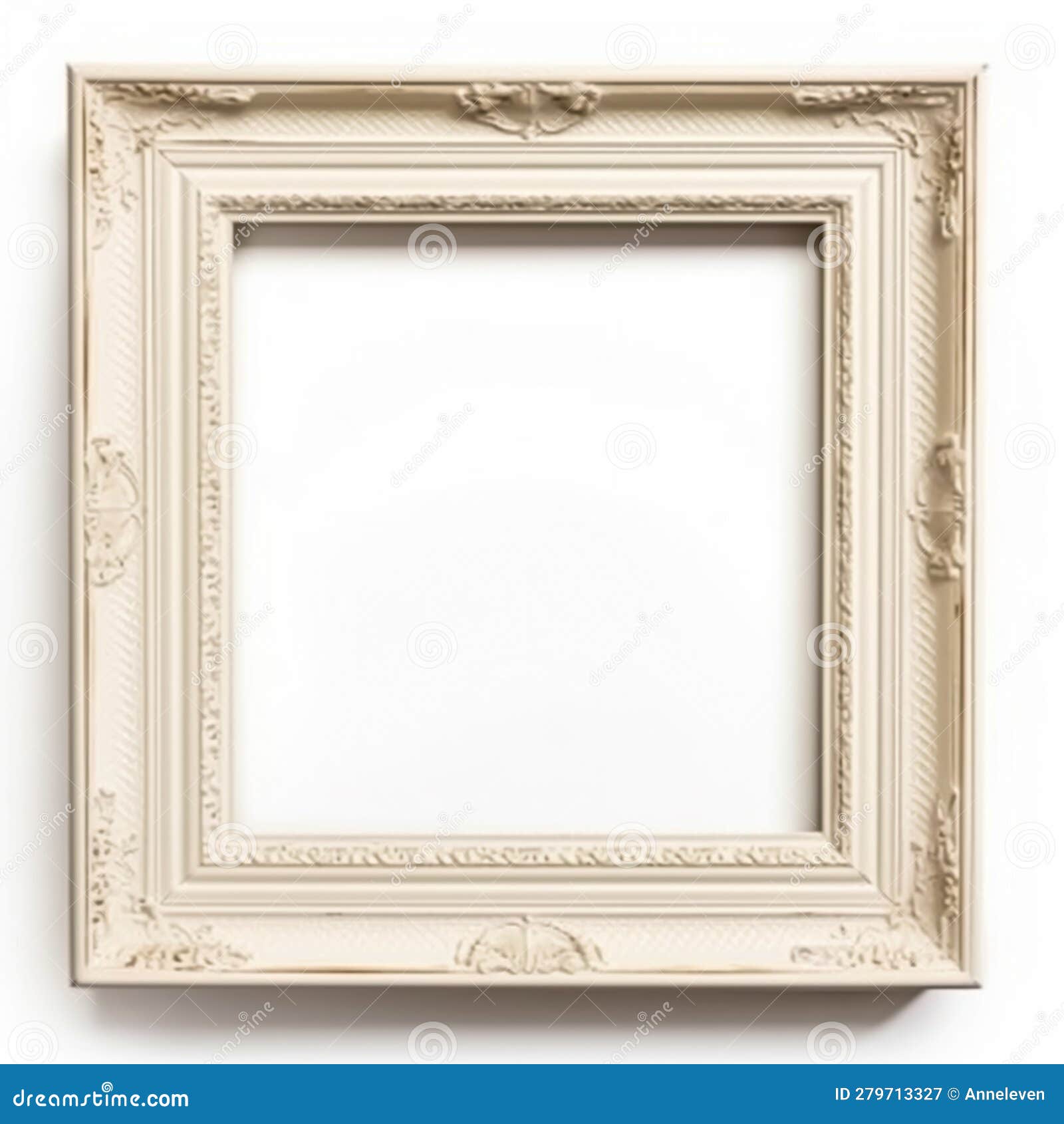 Empty Vintage White Wood Square Frame Isolated on White Background for ...