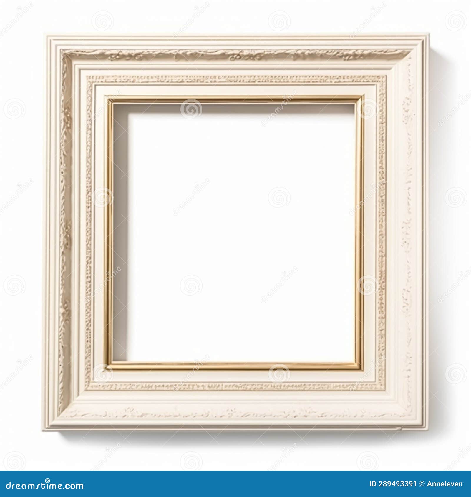 Empty Vintage White Wood Square Frame Isolated on White Background for ...