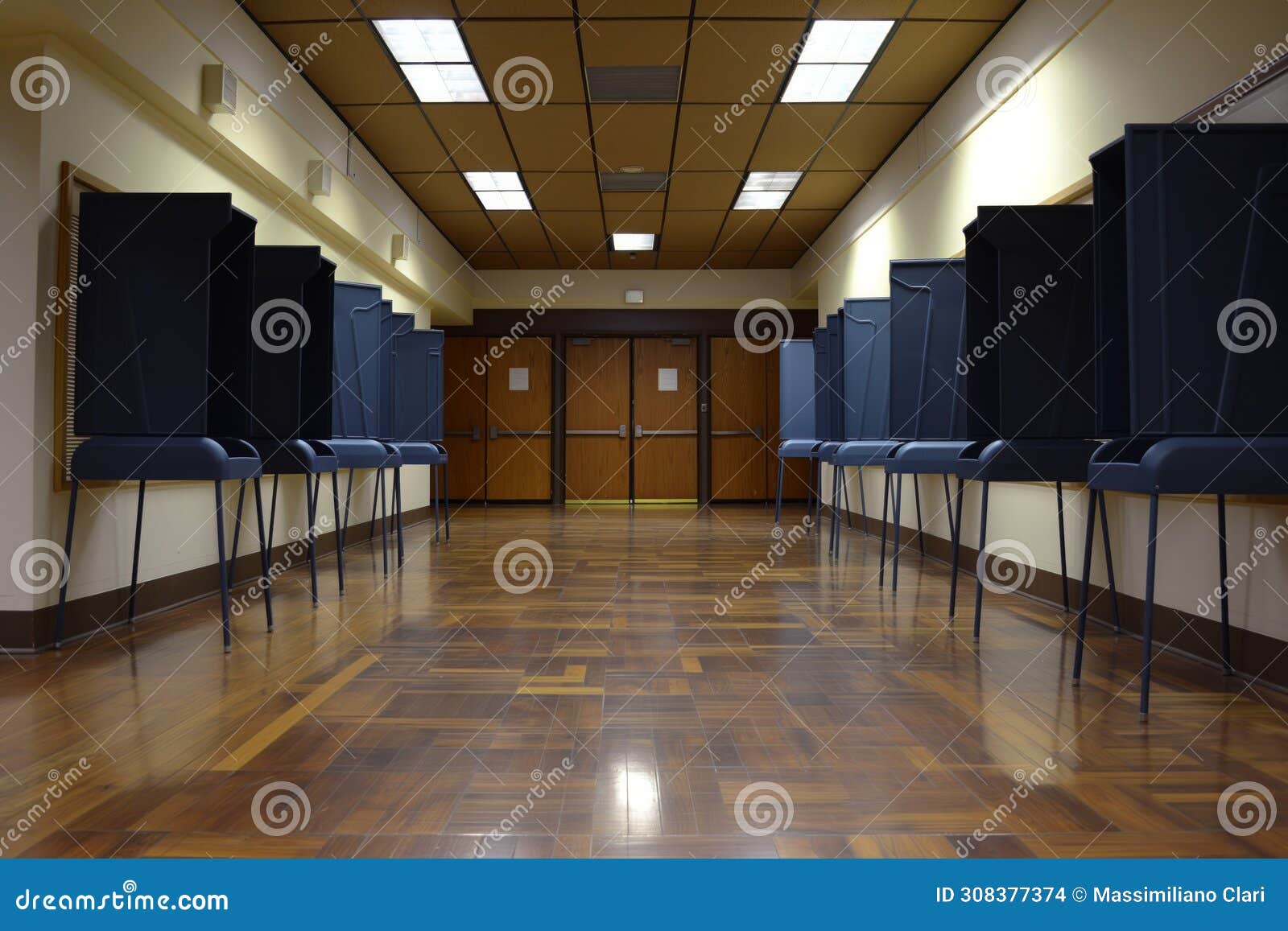 Empty Voting Booths in a Polling Station Stock Illustration ...