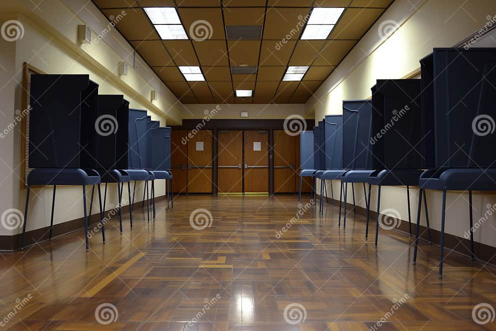 Empty Voting Booths in a Polling Station Stock Illustration ...