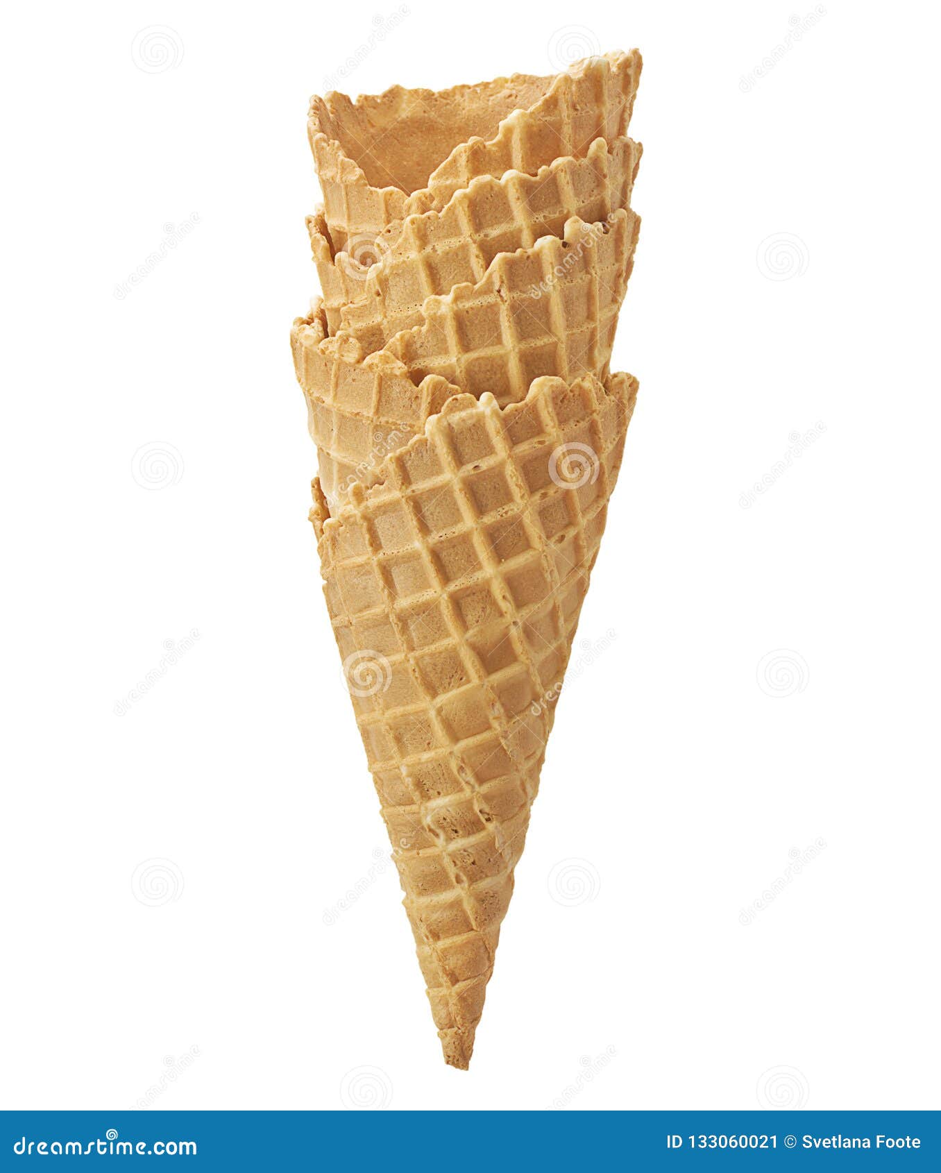 Empty Wafer Cups for Ice Cream Isolated on White Stock Image - Image of ...