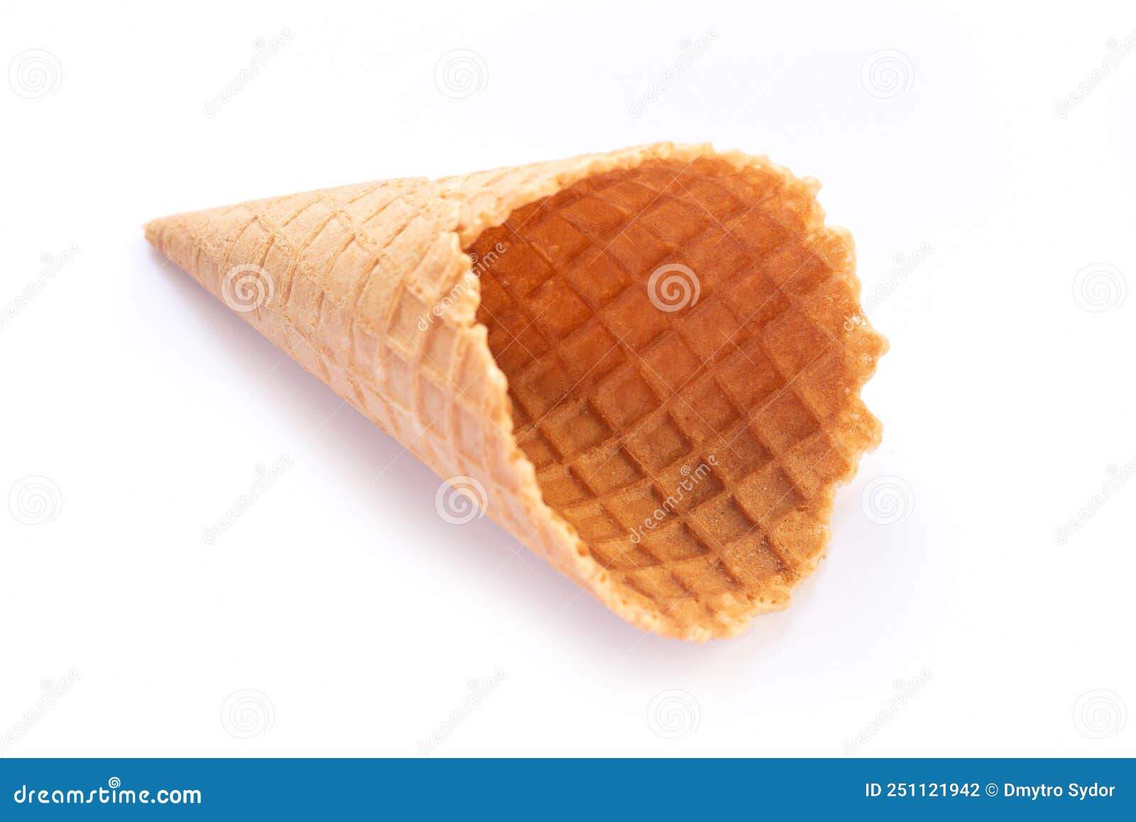 Empty Wafer Waffle Icecream Cone Isolated On White Background Stock