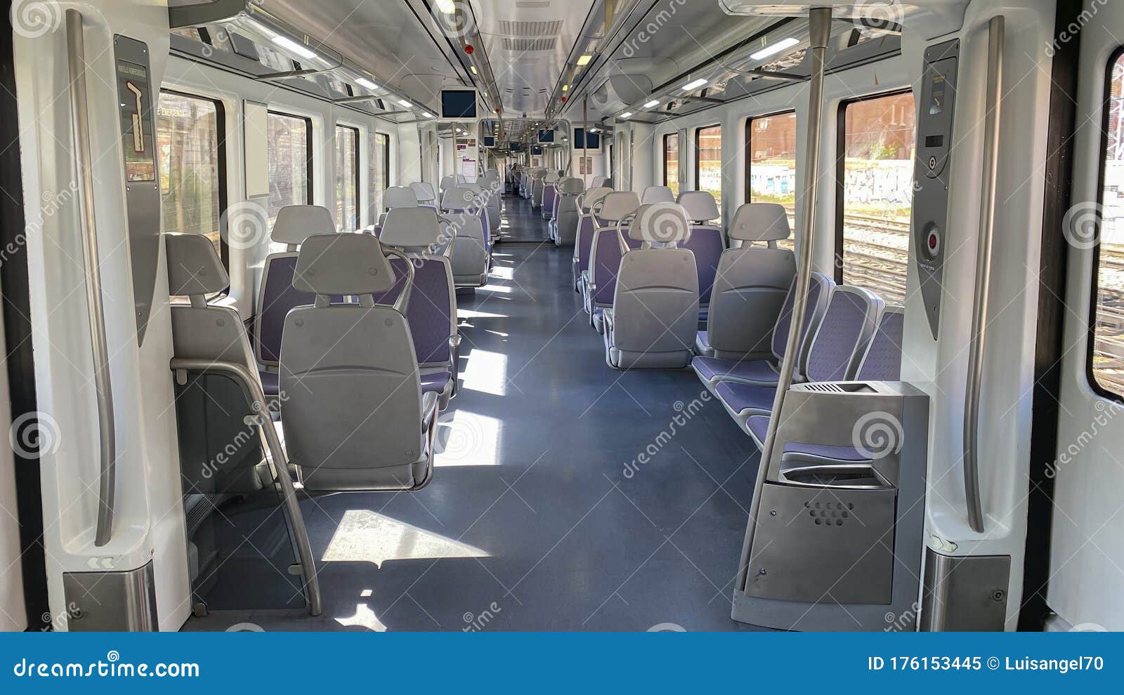 Empty Wagon of a Commuter Train Stock Image - Image of speed, interior ...