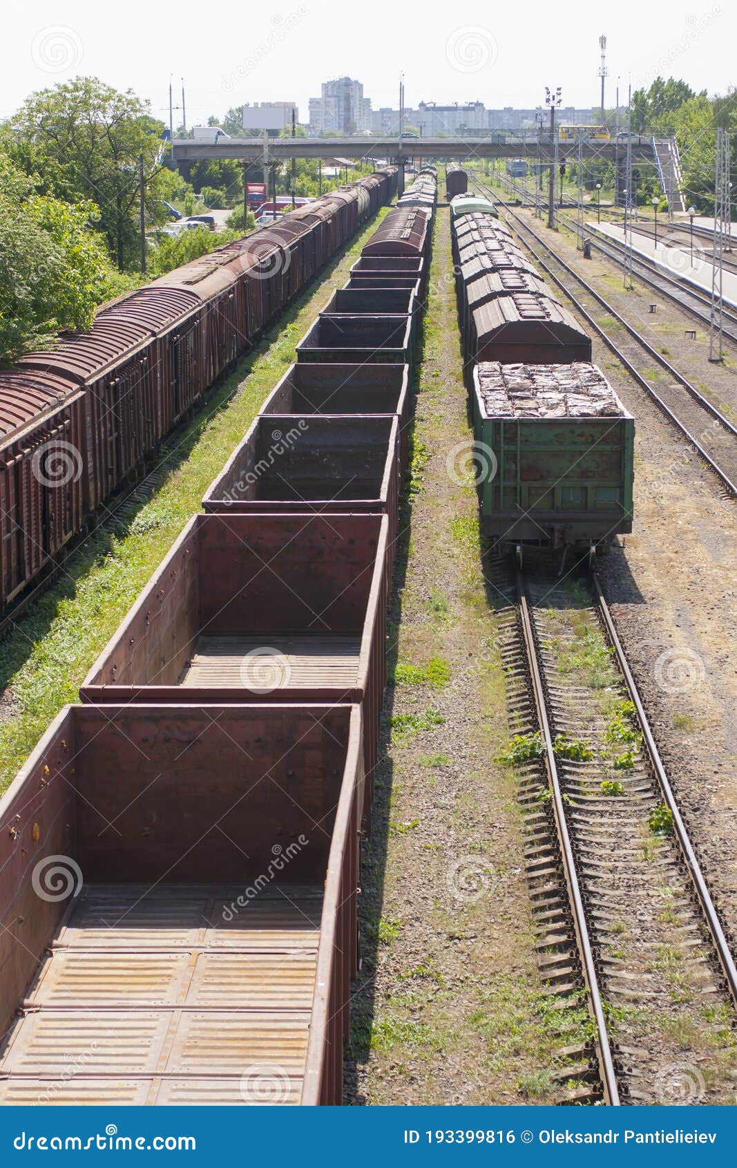 Empty Wagons and Freight Wagons at a Railway Station Stock Photo ...