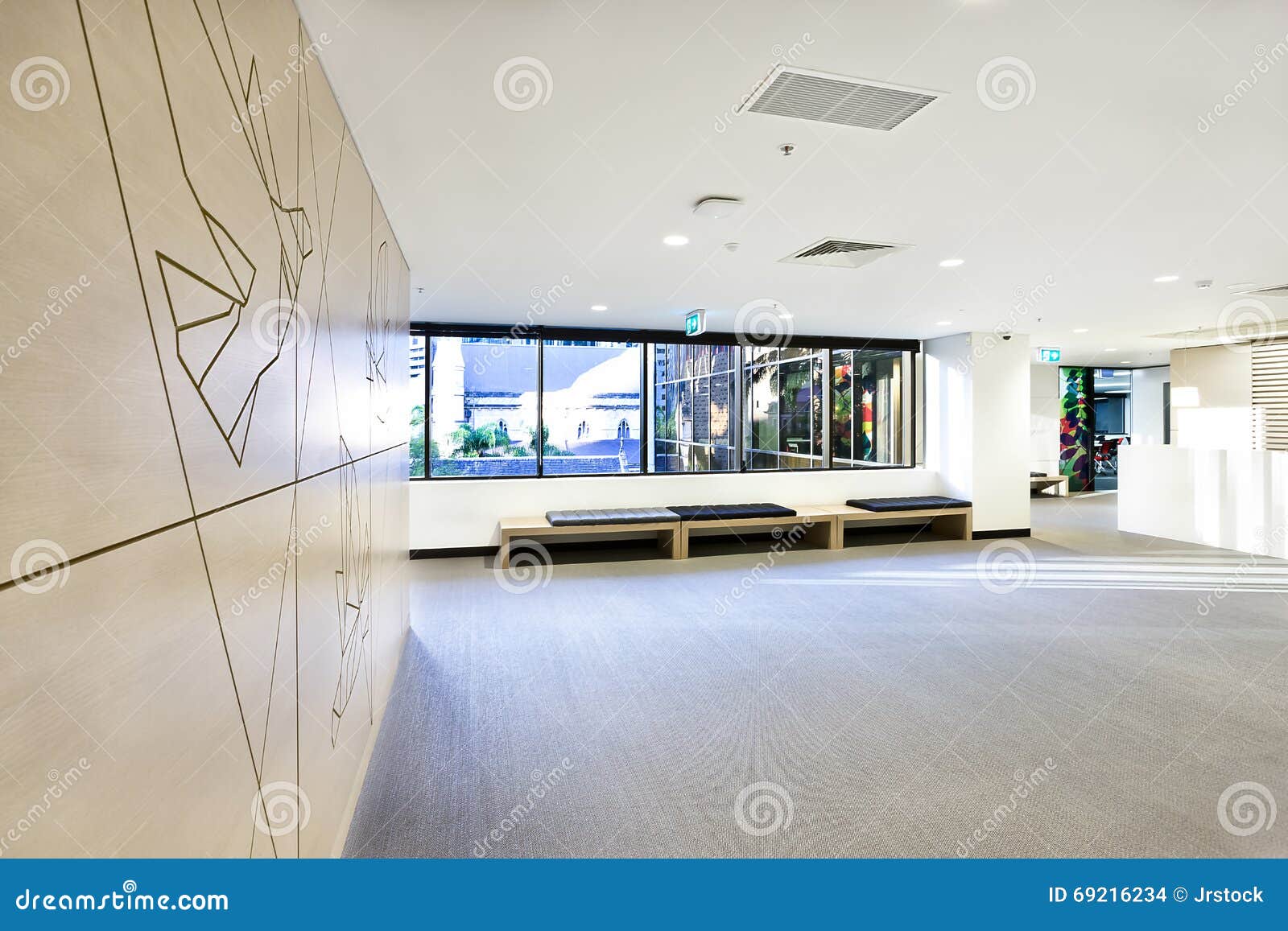 Empty Waiting Room with Space and Windows Showed Outside Stock Photo ...