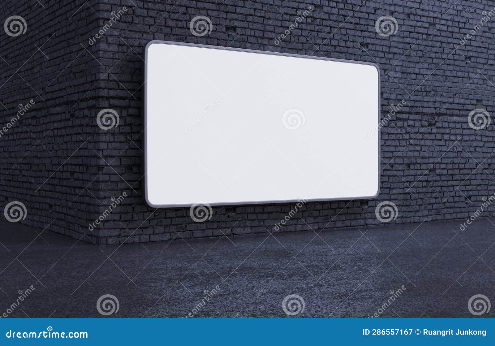 Empty Wall Corner Luminous LED Banner, Screen Billboard Mockup Stock ...