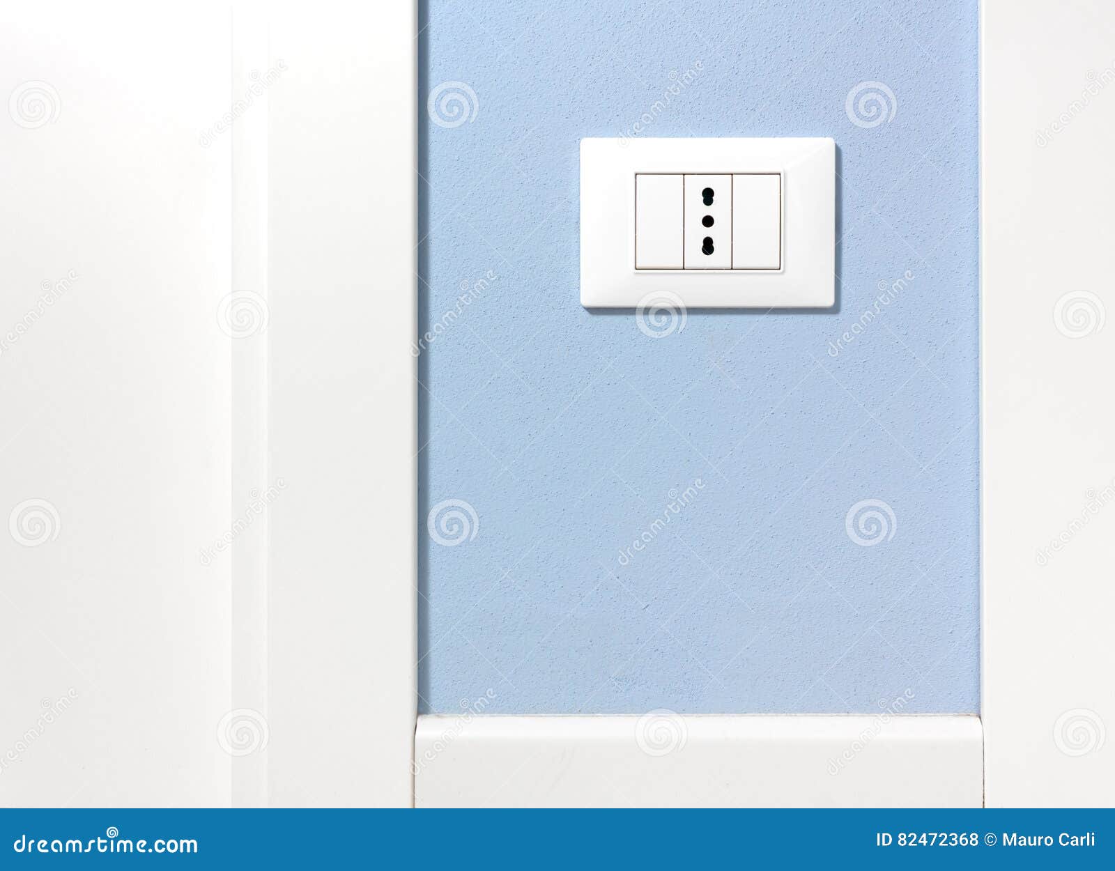 Empty Wall Socket on a Blue Wall Stock Photo - Image of baseboard ...