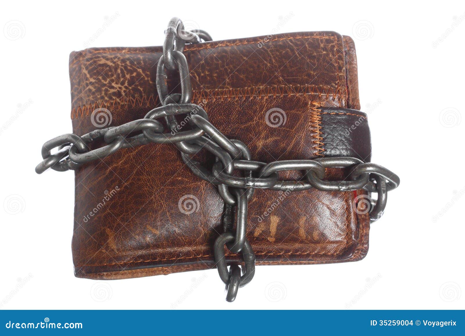 Empty Wallet in Chain - Poor Economy, End of Spending Stock Photo ...