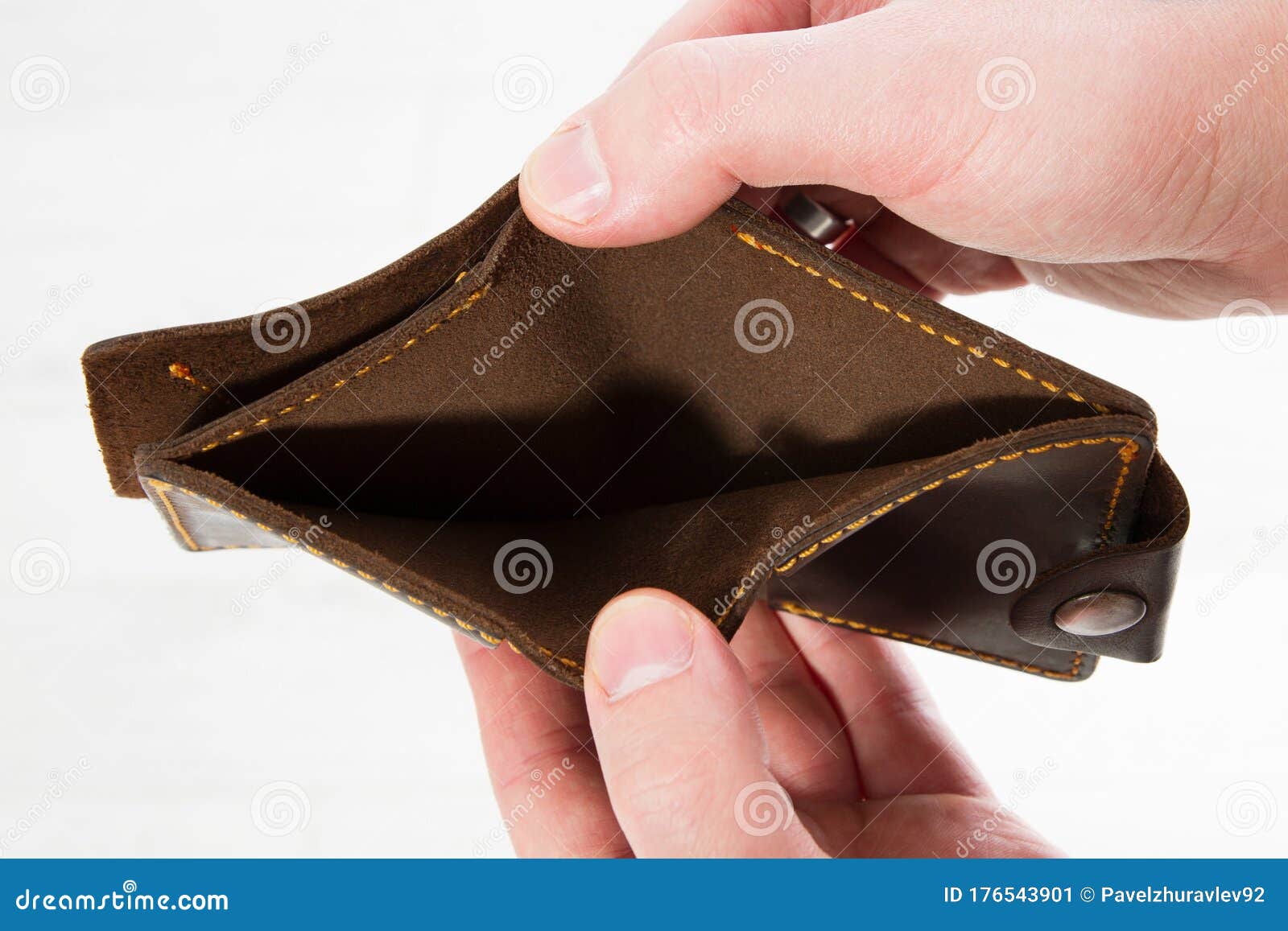 Empty Wallet Close Up Isolated on White. Bankruptcy Concept Copy Space ...