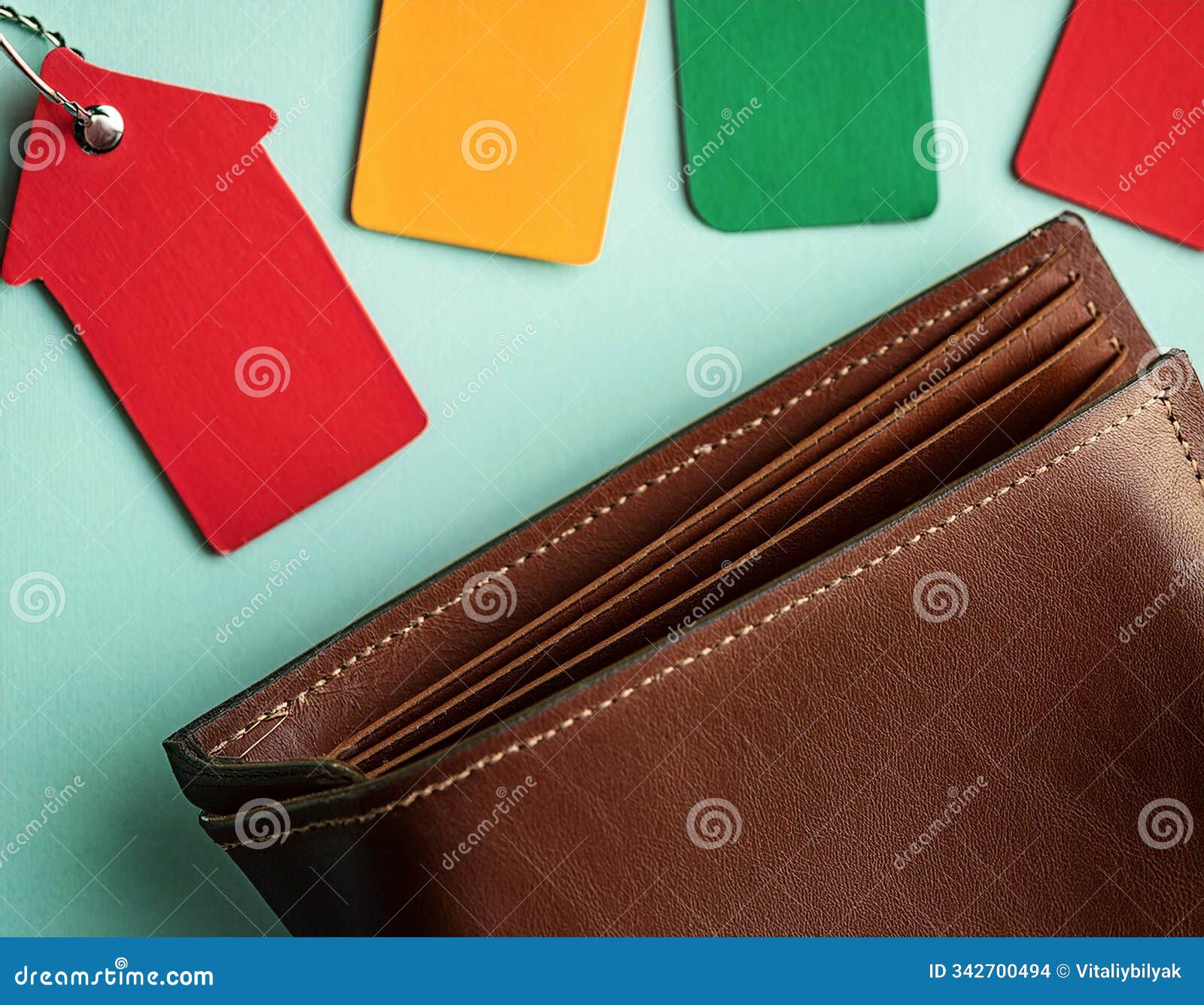 Empty Wallet in Front of Rising Price Tags Stock Illustration ...