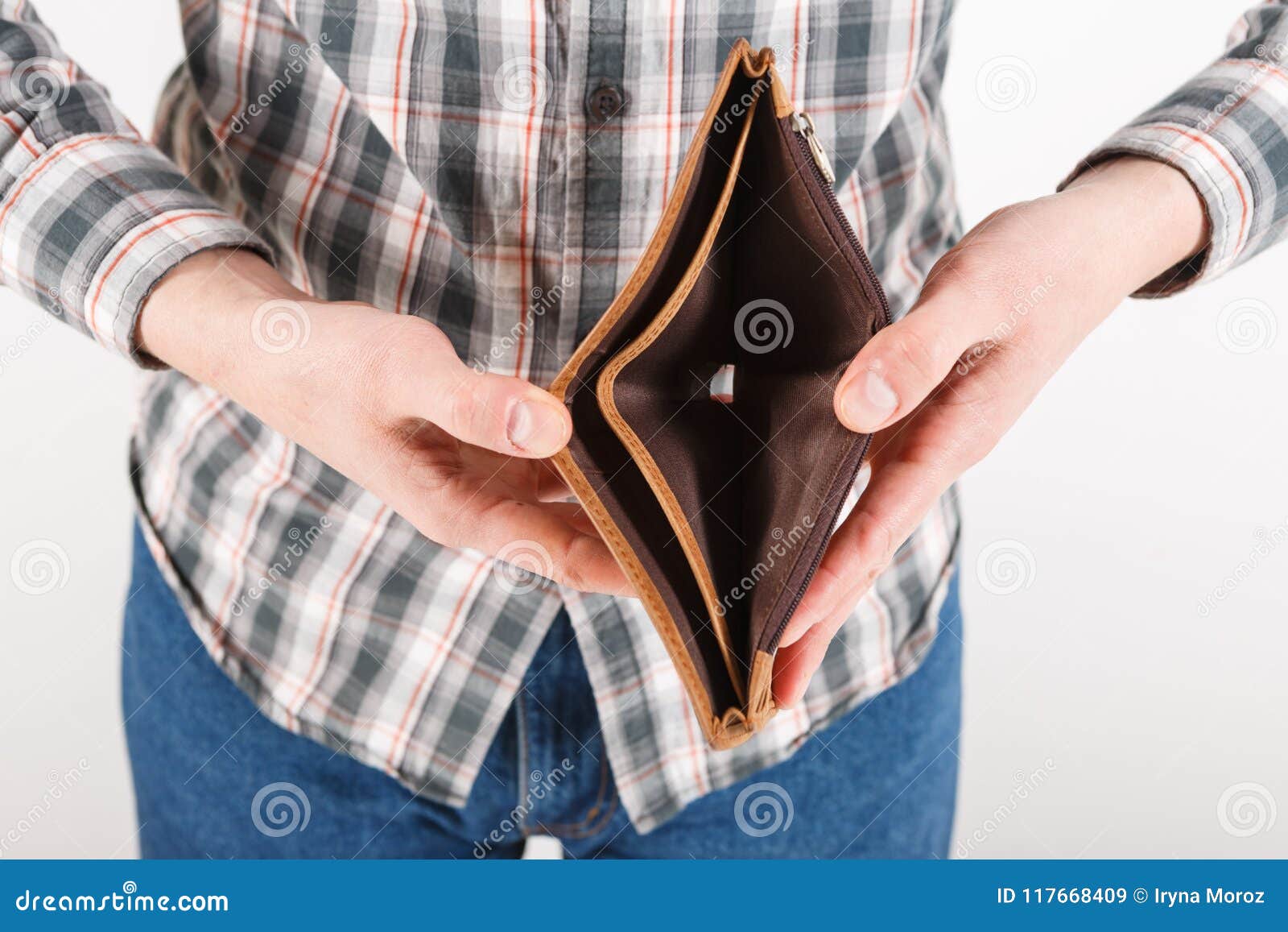 Empty Wallet in the Hands of an Elderly Man. Stock Image - Image of ...
