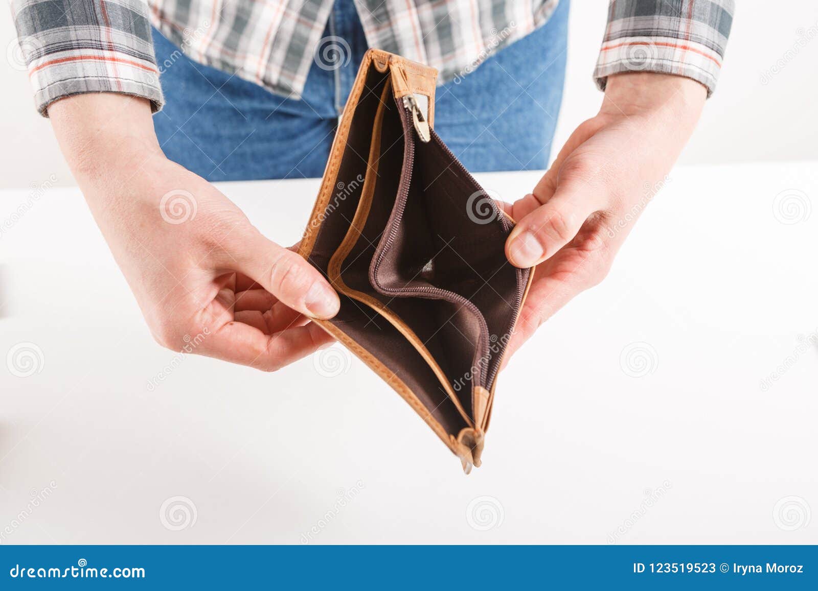 Empty Wallet in the Hands of an Elderly Man. Stock Image - Image of ...