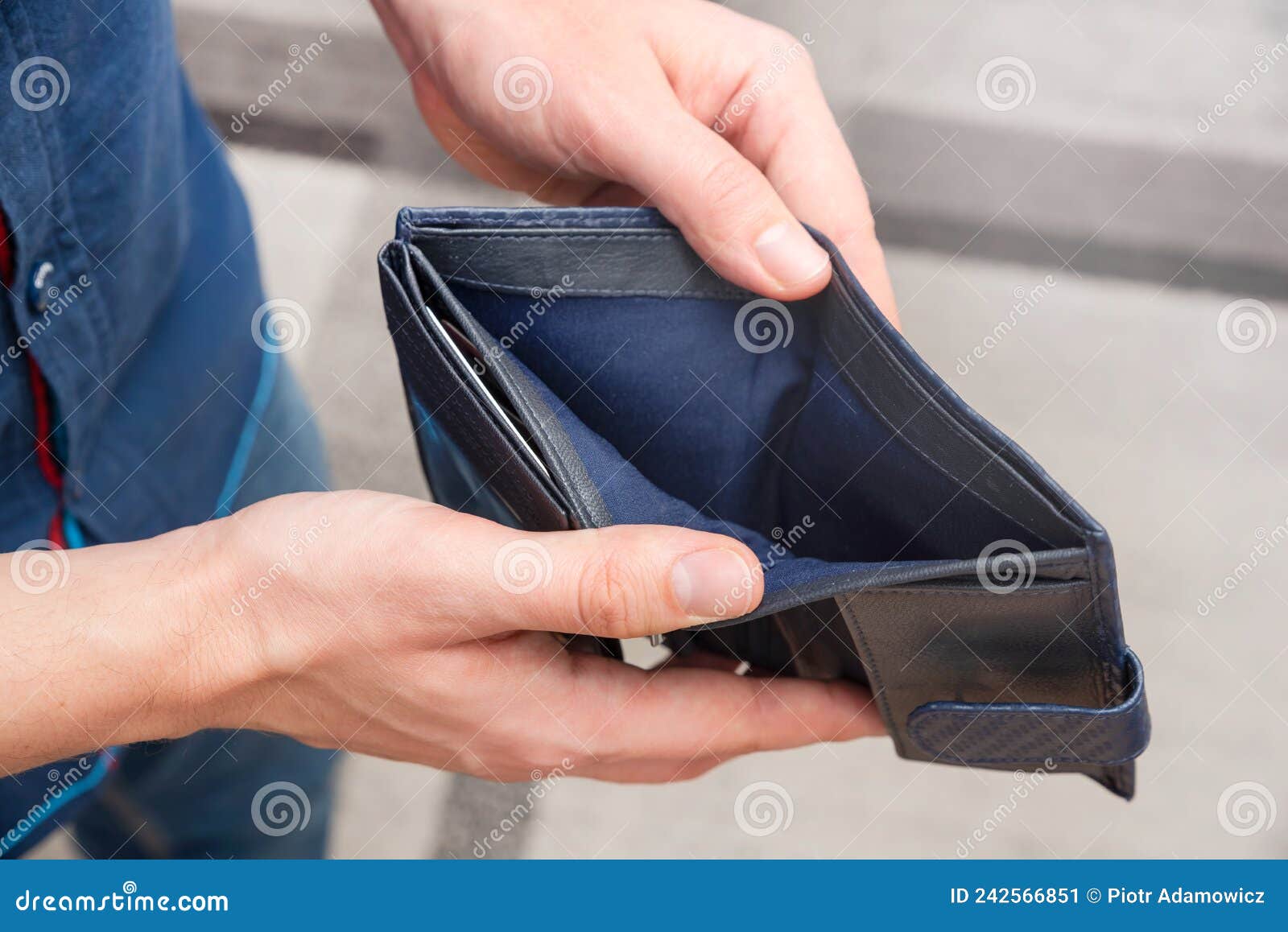 Empty Wallet Held in Hands. Lack of Money, Poverty Stock Image - Image ...