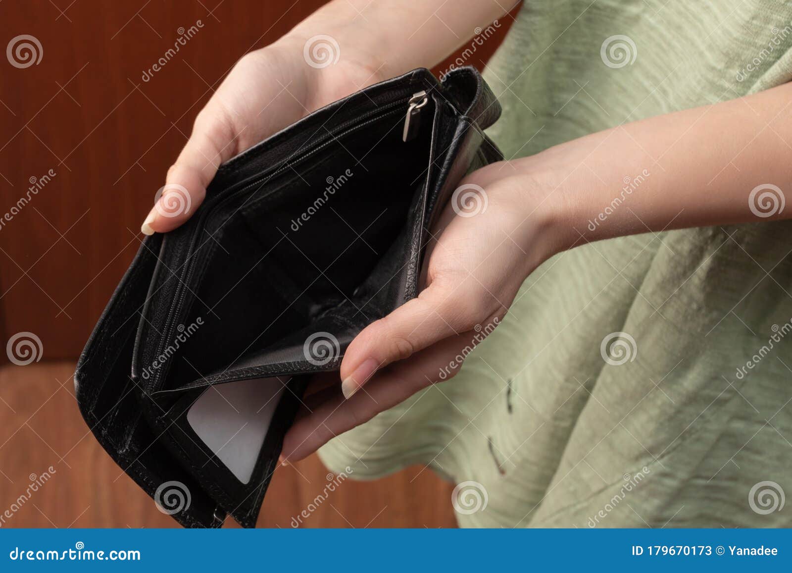 Empty Wallet without Money in Female Hands Stock Image - Image of ...