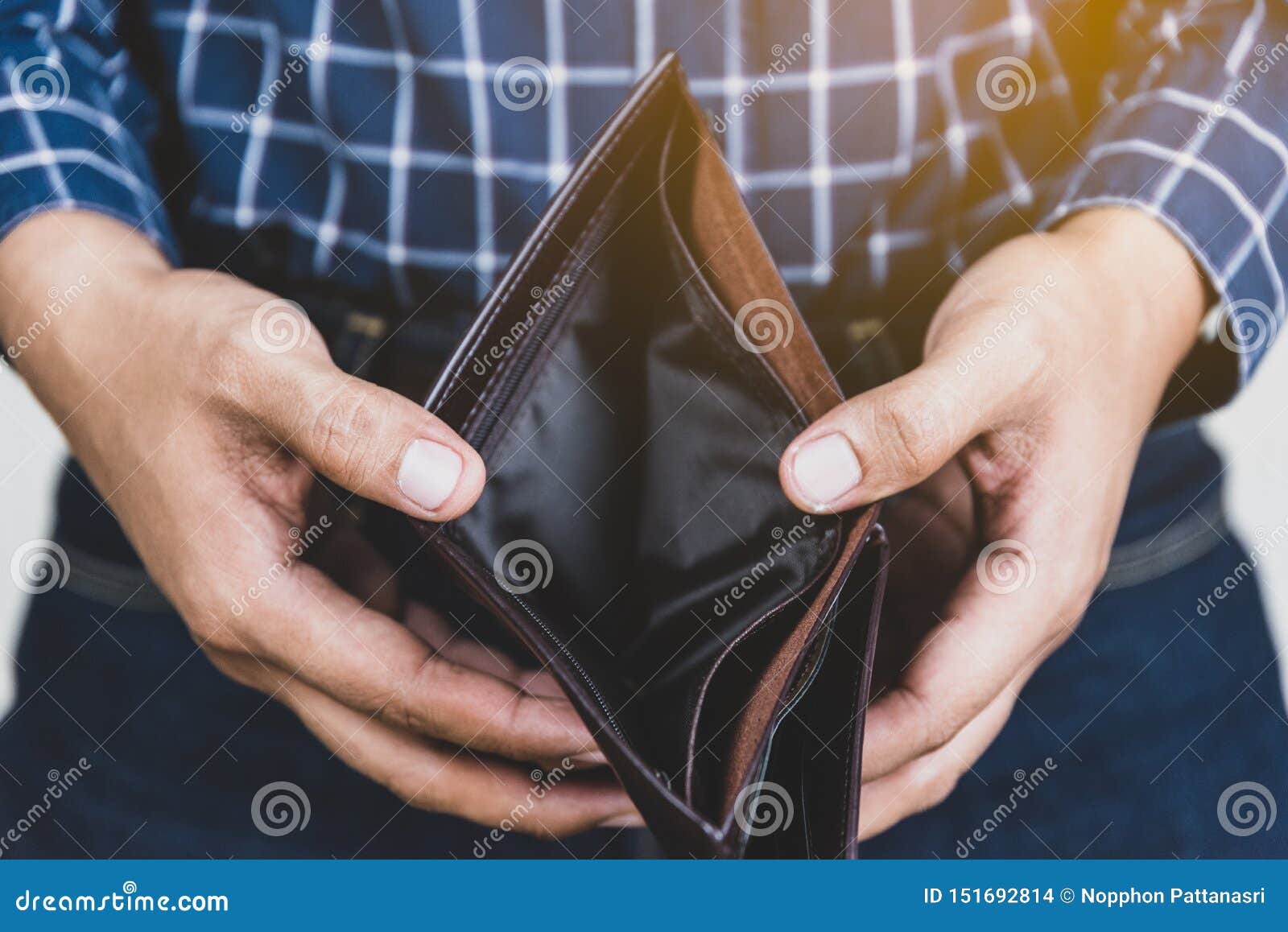 Empty Wallet No Money in the Hands Stock Photo - Image of male, leather ...