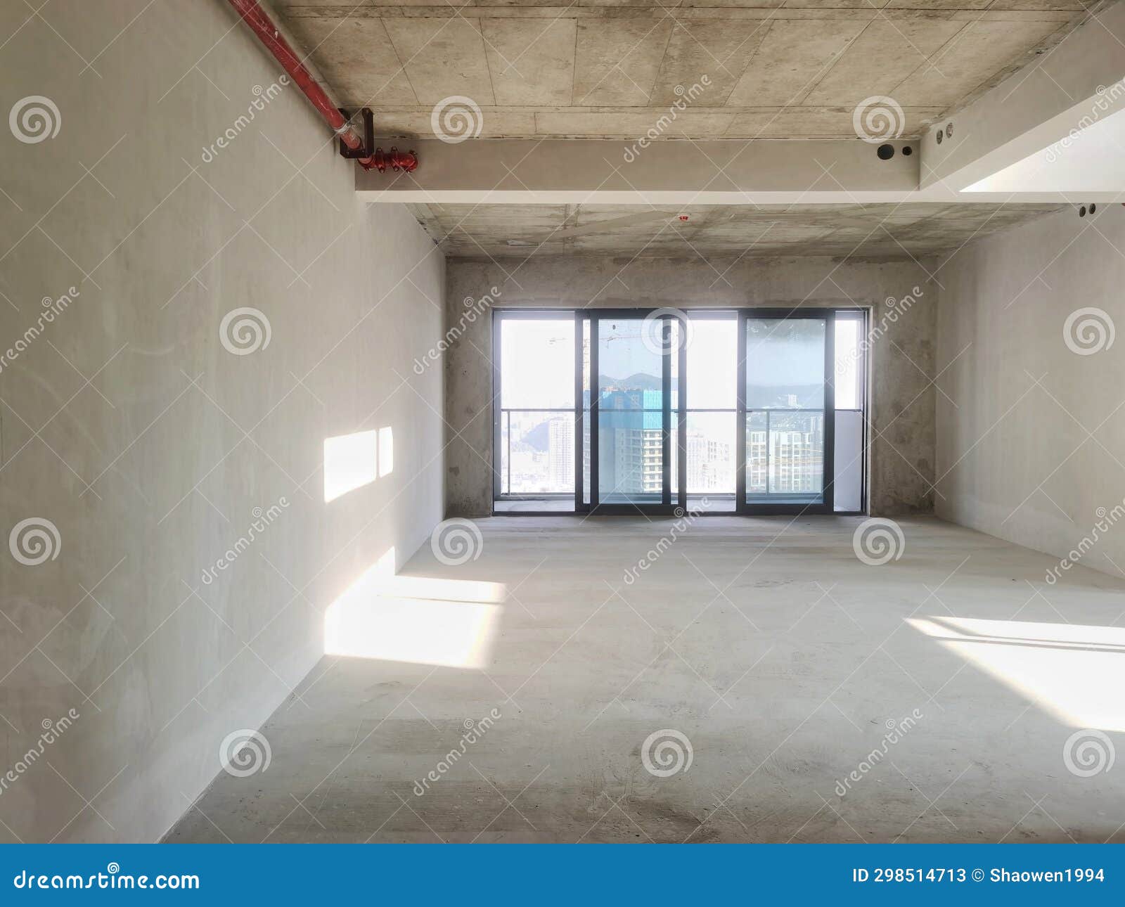 Empty Concrete Room Interior Stock Image - Image of construction ...