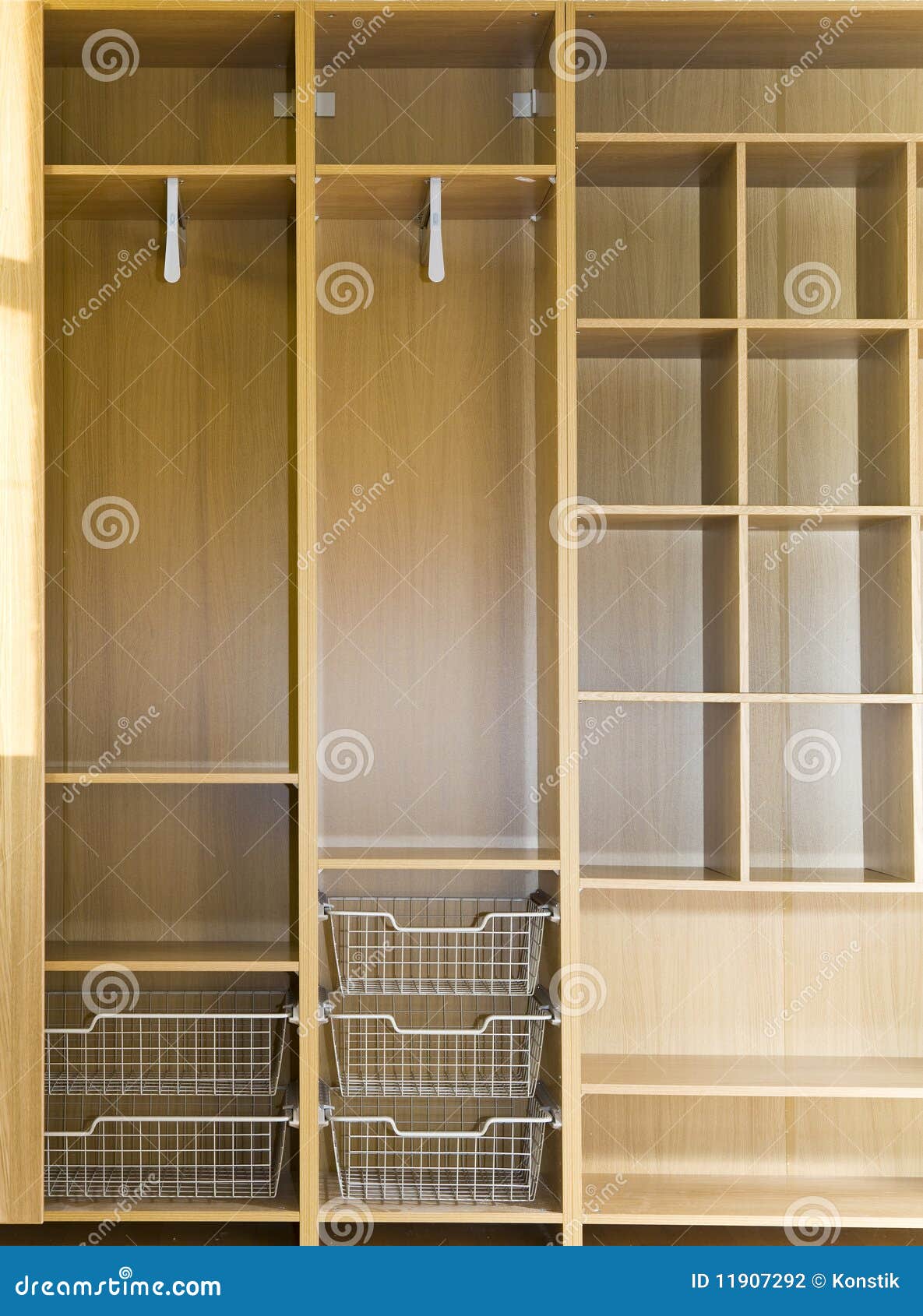 Empty wardrobe stock photo. Image of baskets, interior - 11907292