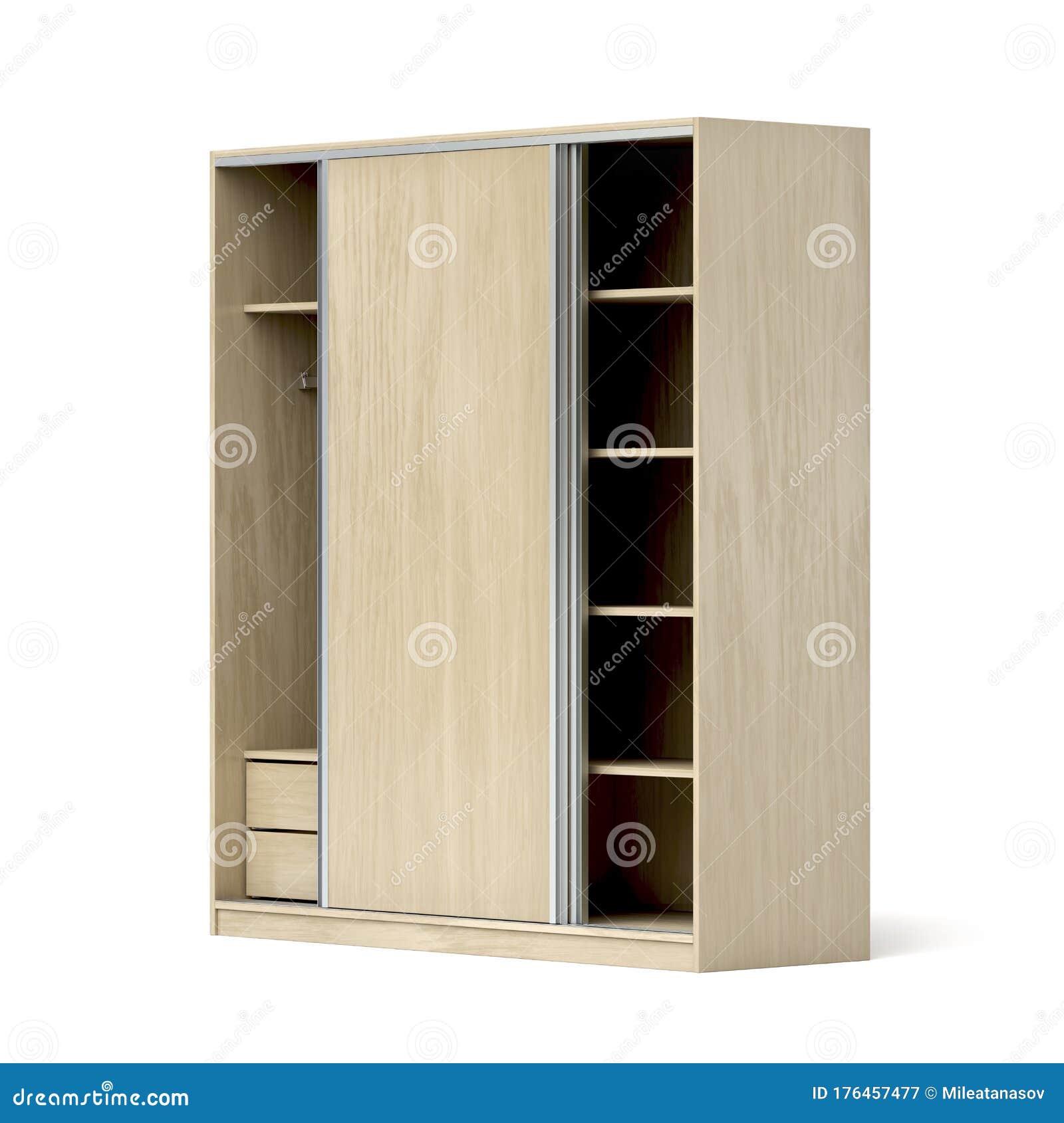 Empty Wardrobe with Sliding Doors Stock Illustration - Illustration of ...