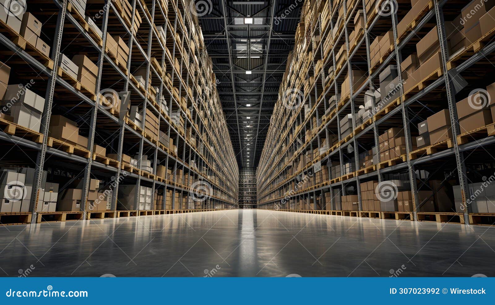 The Empty Warehouse with Boxes in the Aisles and Pallets in the Aisle ...