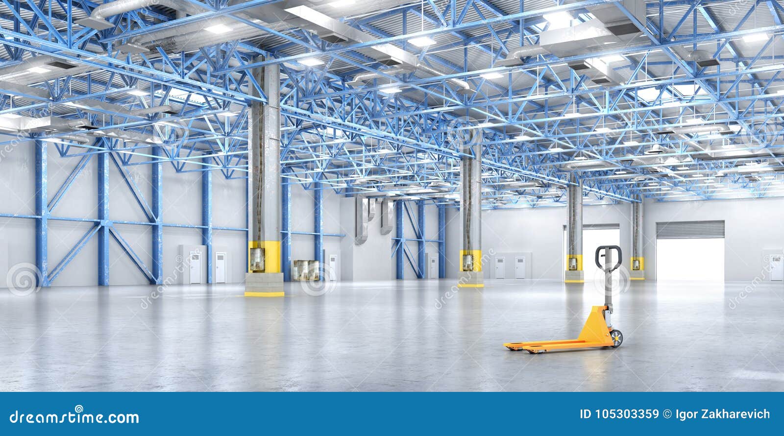 Empty Warehouse. 3d Illustration Stock Illustration - Illustration of ...