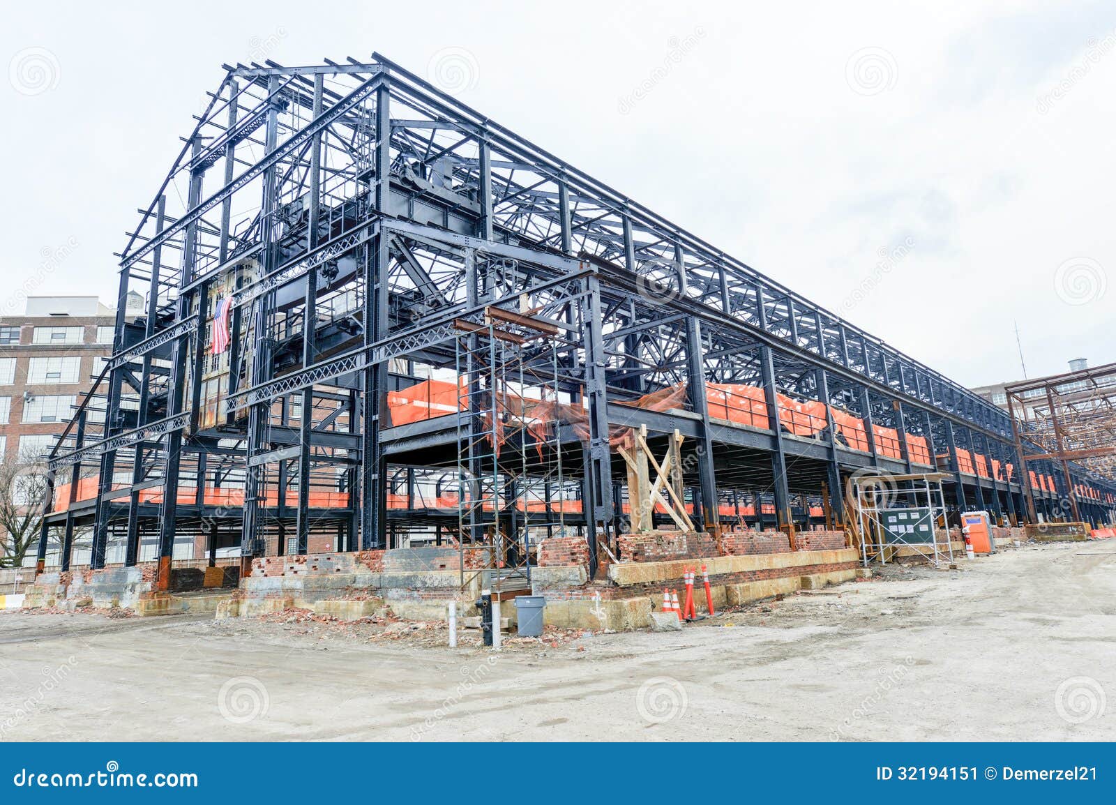 Empty Warehouse/factory Shell Under Construction. Stock Image - Image ...