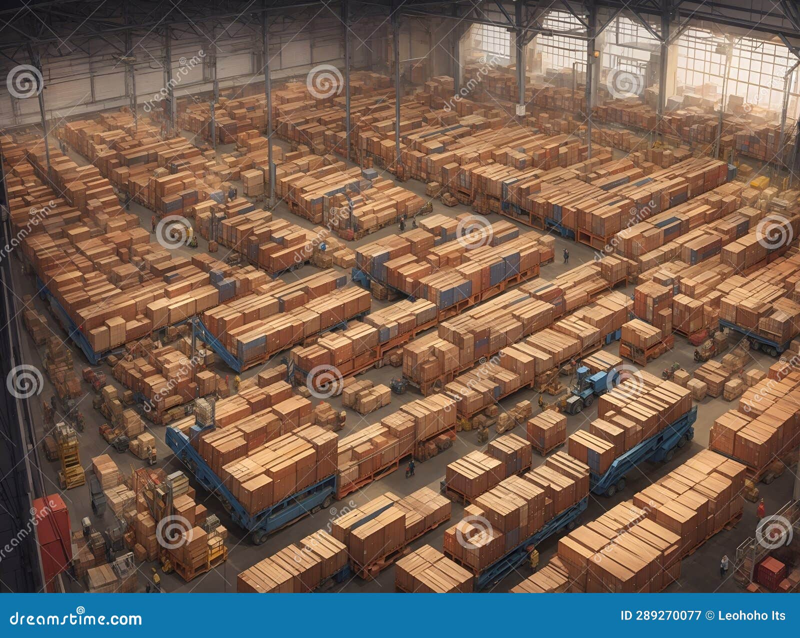 A Large Import-export Warehouse Filled with Crates of Goods Boxes and ...