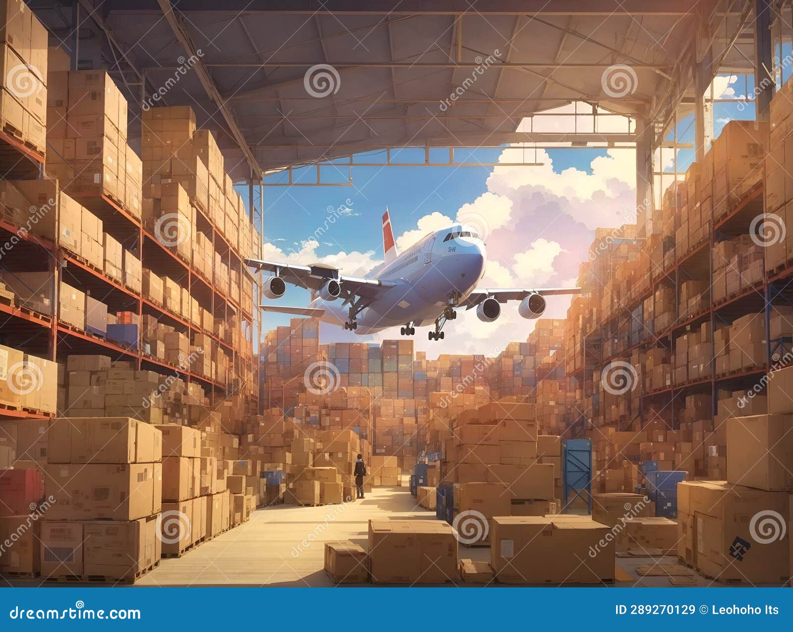 A Large Import-export Warehouse Filled with Crates of Goods Boxes and ...