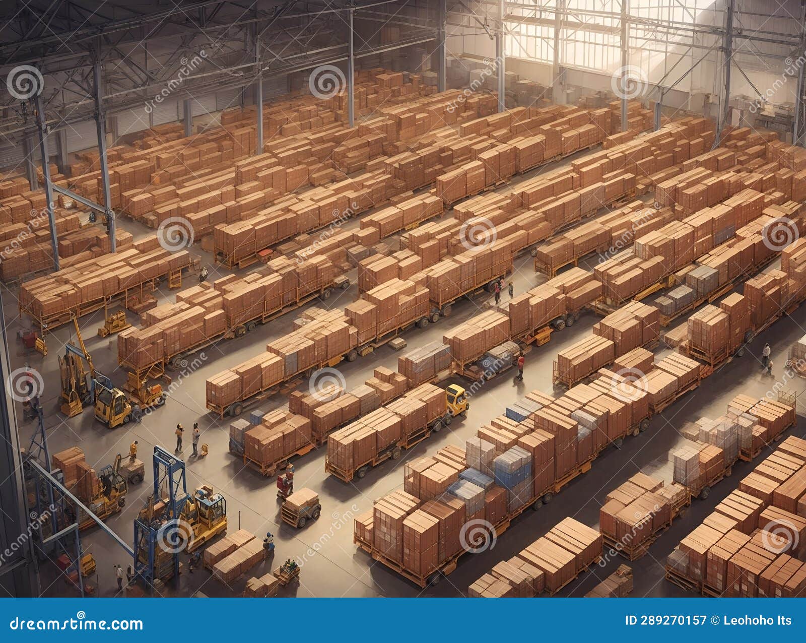 A Large Import-export Warehouse Filled with Crates of Goods Boxes and ...