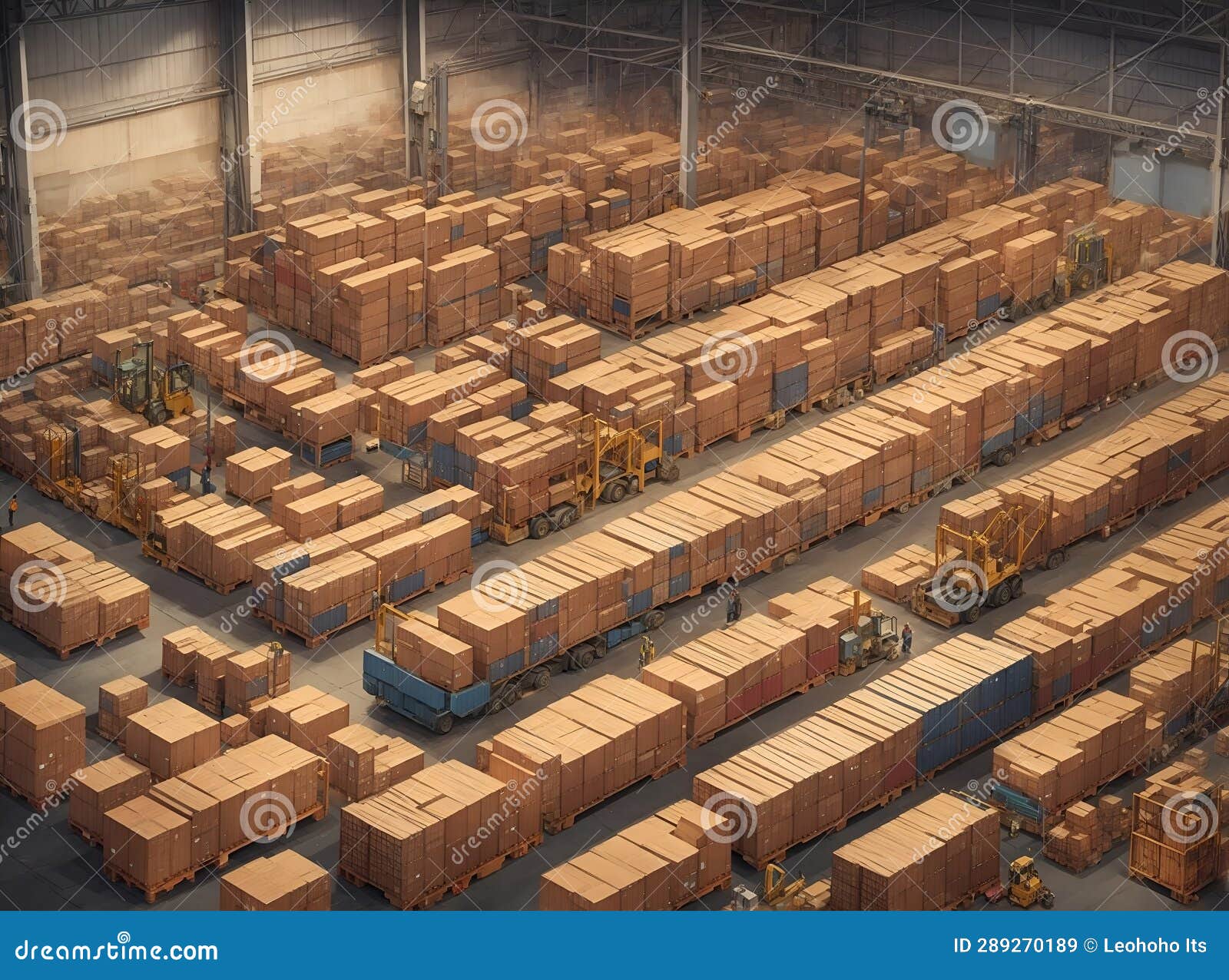 A Large Import-export Warehouse Filled with Crates of Goods Boxes and ...