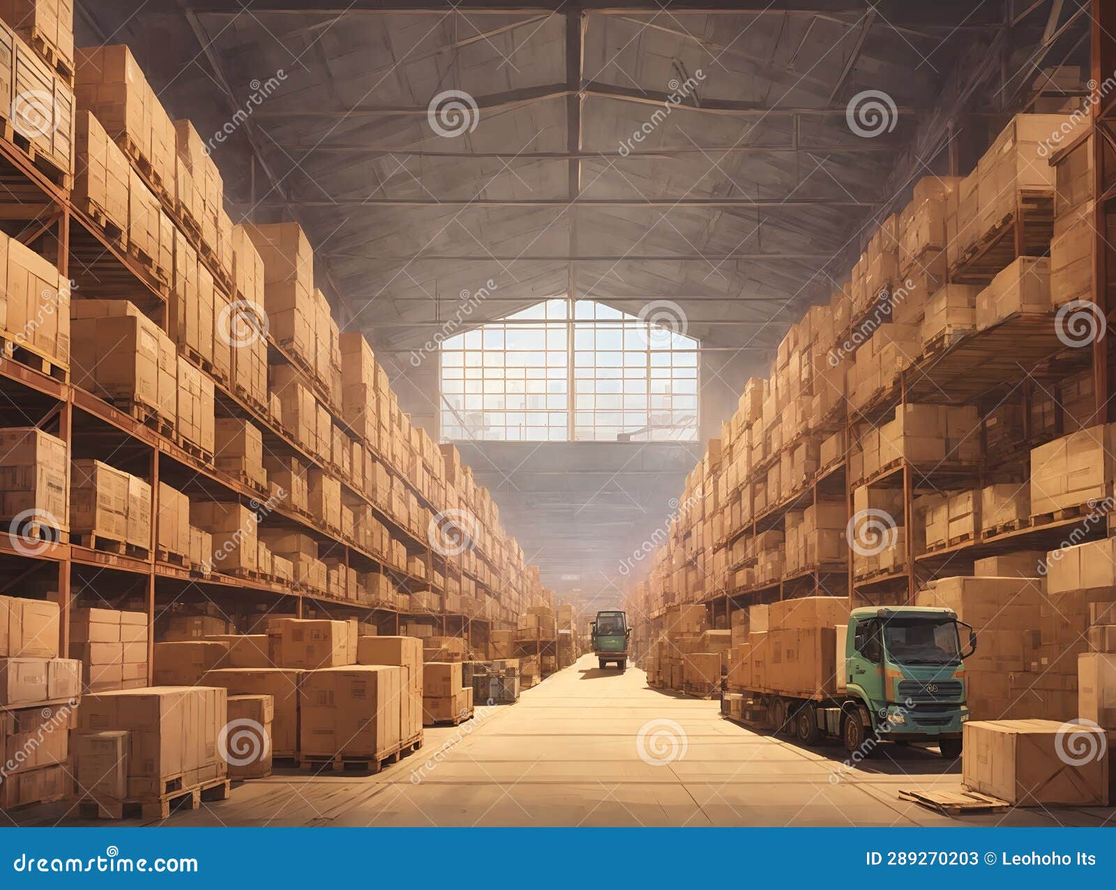 A Large Import-export Warehouse Filled with Crates of Goods Boxes and ...