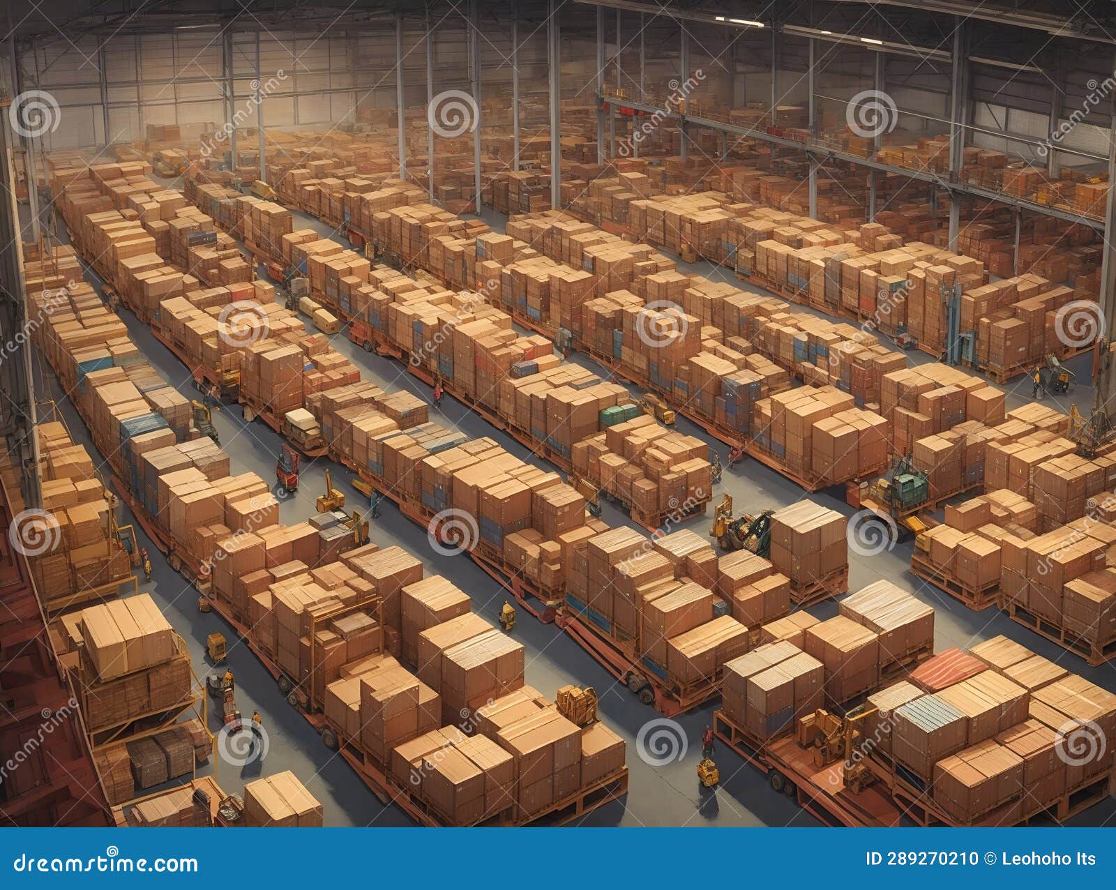 A Large Import-export Warehouse Filled with Crates of Goods Boxes and ...