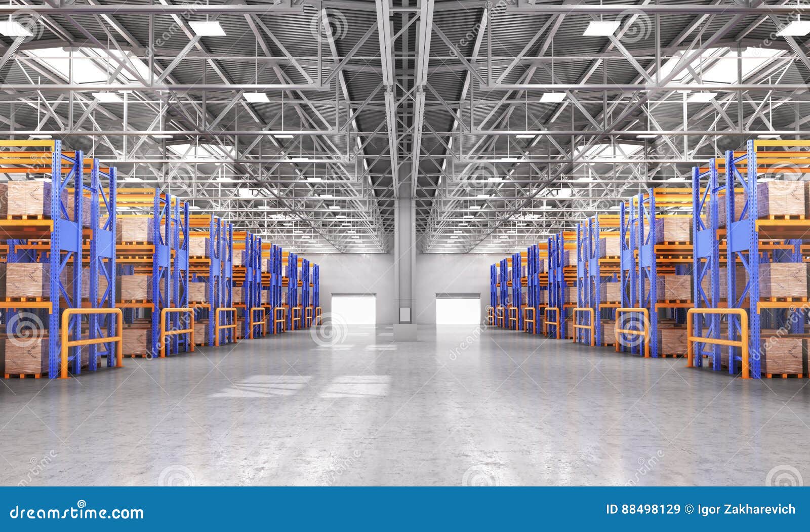 Empty Warehouse Full of Cargo. Stock Illustration - Illustration of ...