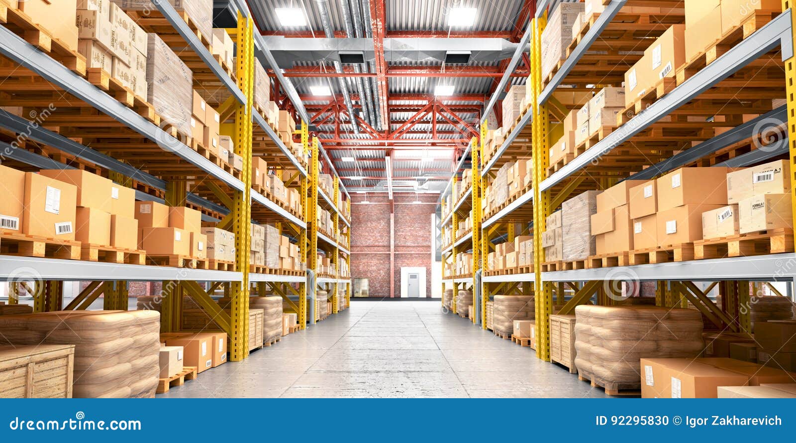 Empty Warehouse Full of Cargo. Stock Illustration - Illustration of ...