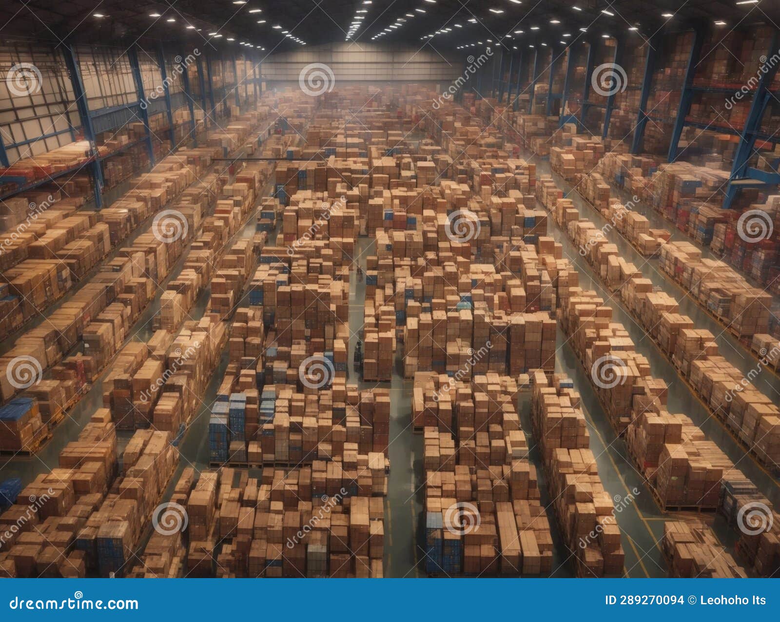 A Large Import-export Warehouse Filled with Crates of Goods Boxes and ...