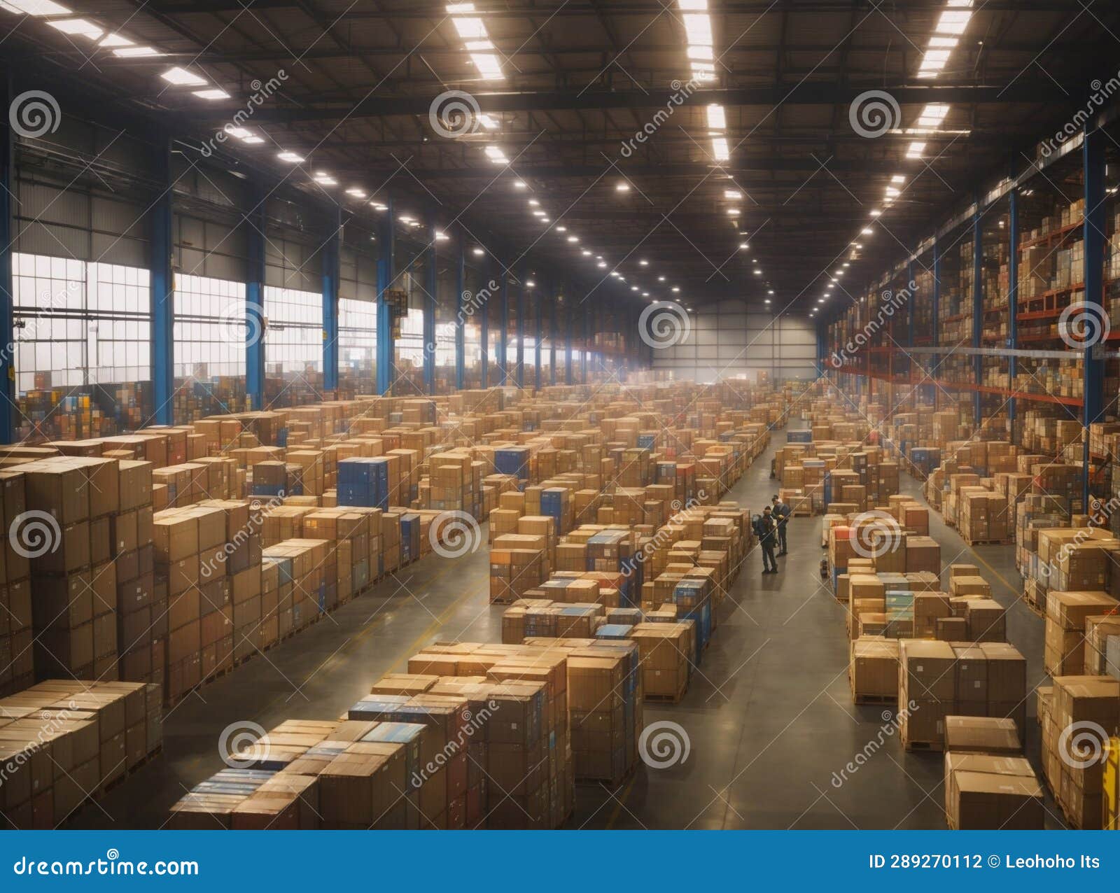 A Large Import-export Warehouse Filled with Crates of Goods Boxes and ...