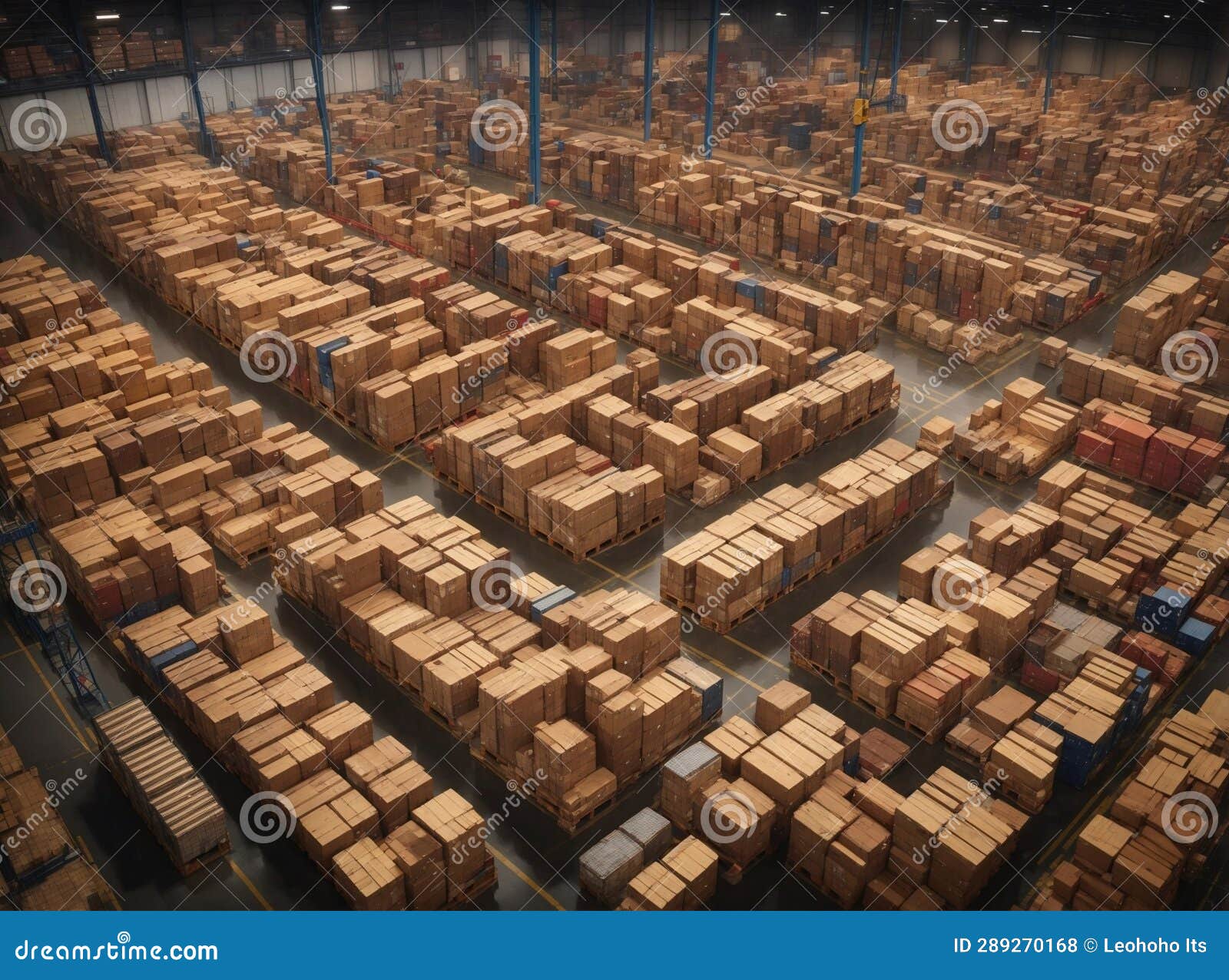 A Large Import-export Warehouse Filled with Crates of Goods Boxes and ...