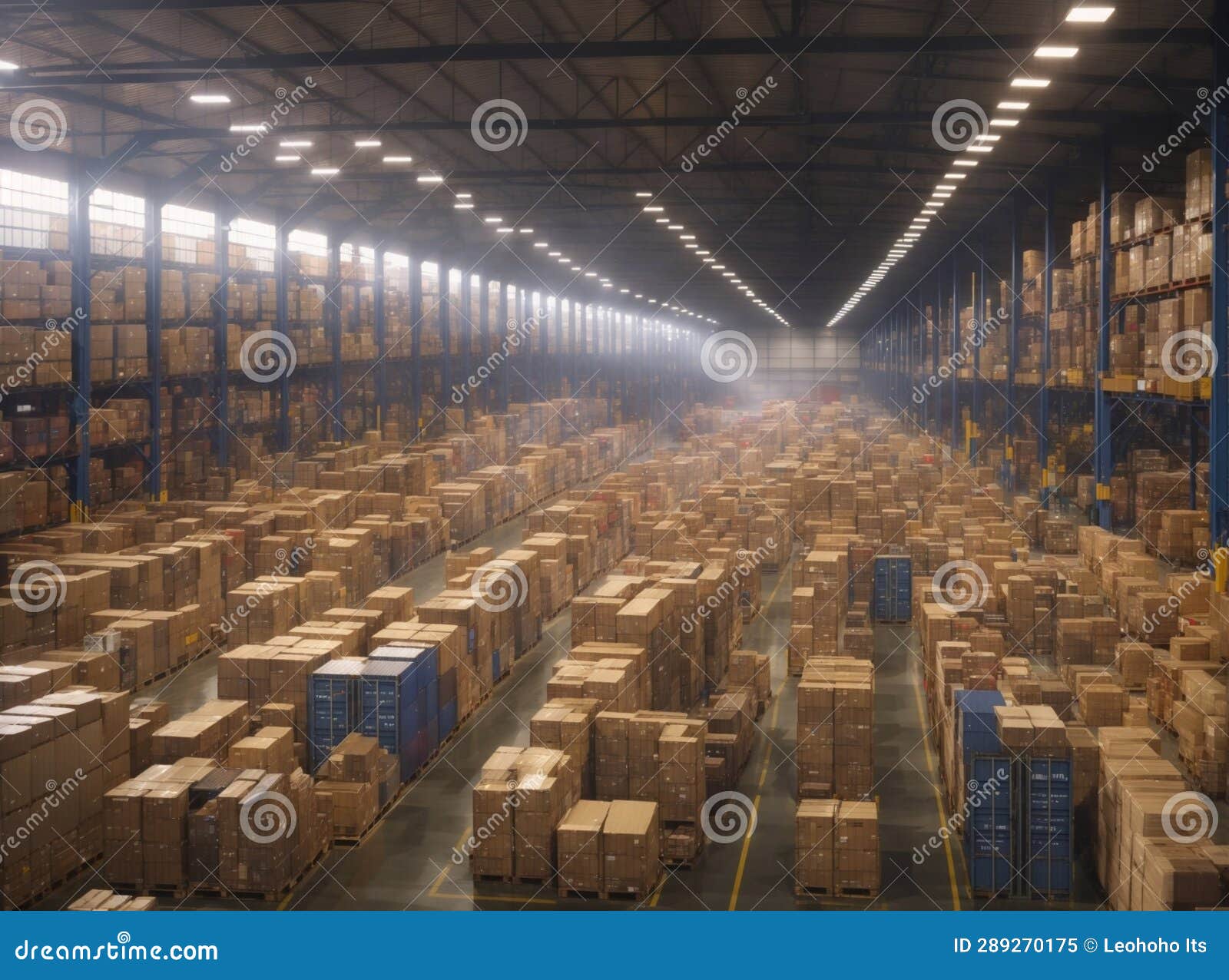 A Large Import-export Warehouse Filled with Crates of Goods Boxes and ...